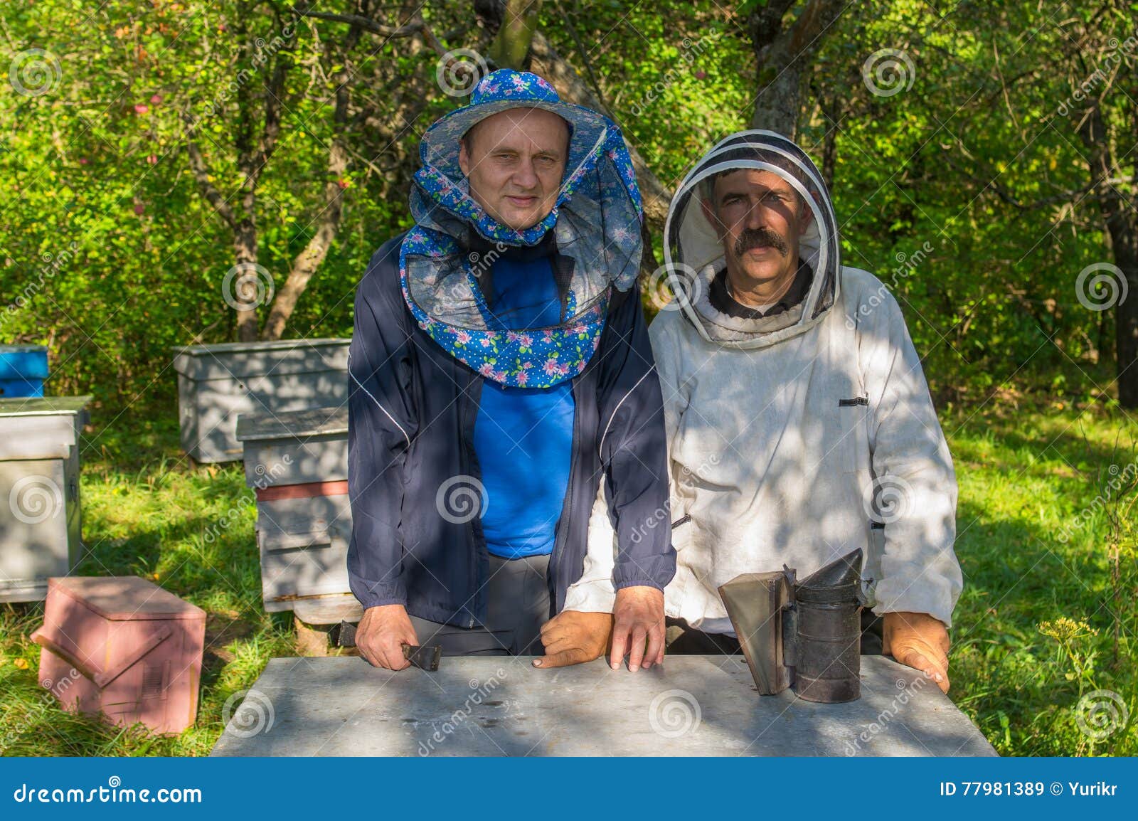 Portrain of Ukrainian Bee-keeper and His Assistant Stock Image - Image ...