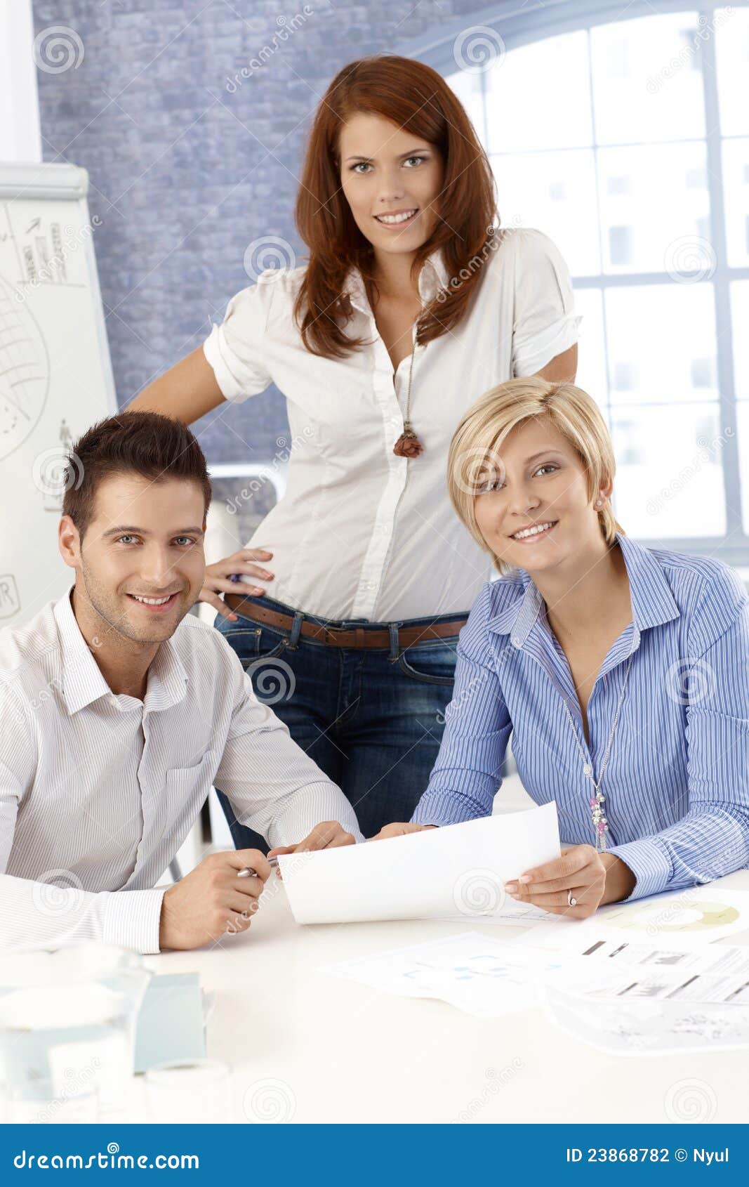 Portrait of Active Office Team Stock Photo - Image of female, coworkers ...