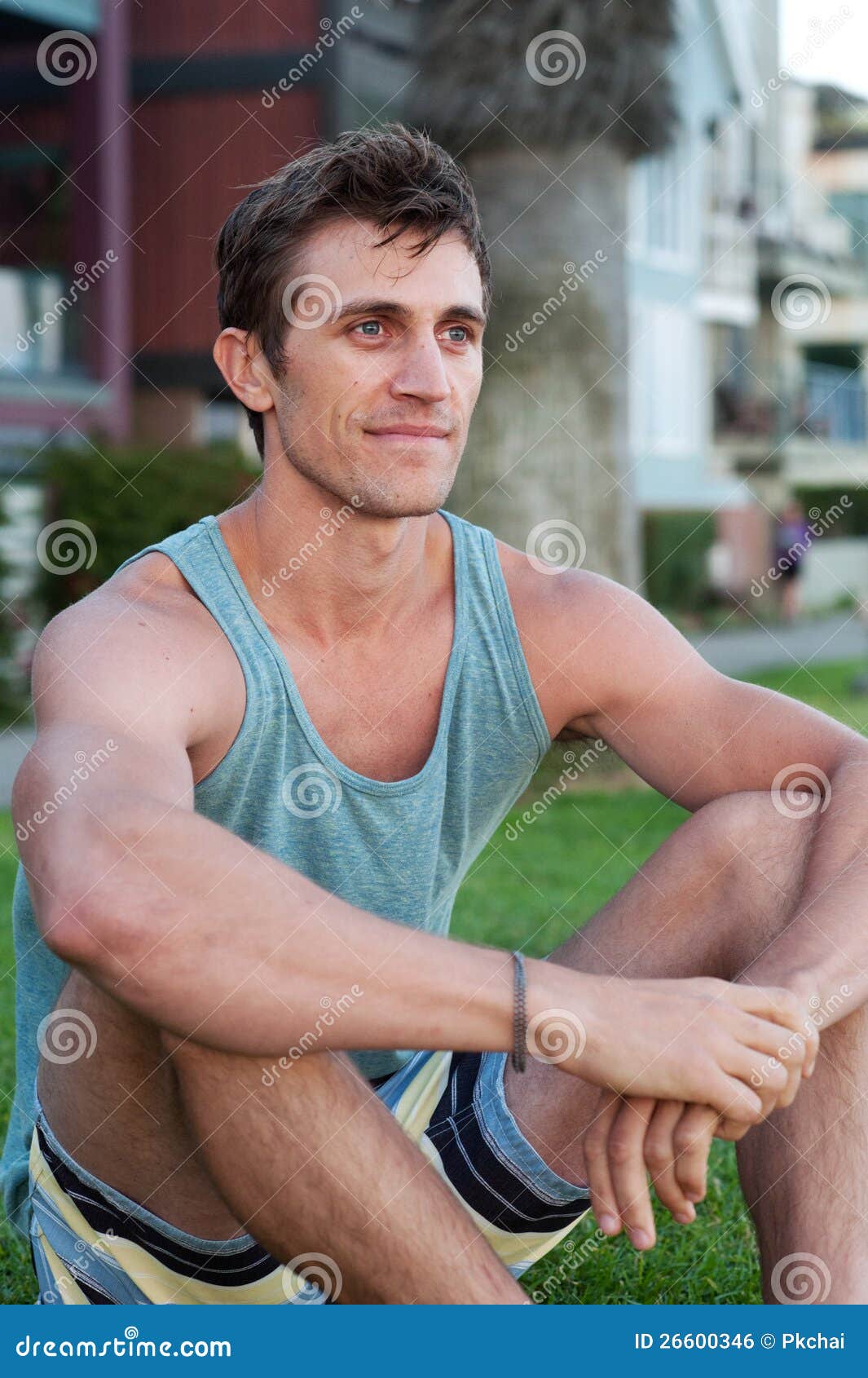Portrait of an Active Young Man at Beach Stock Photo - Image of male ...