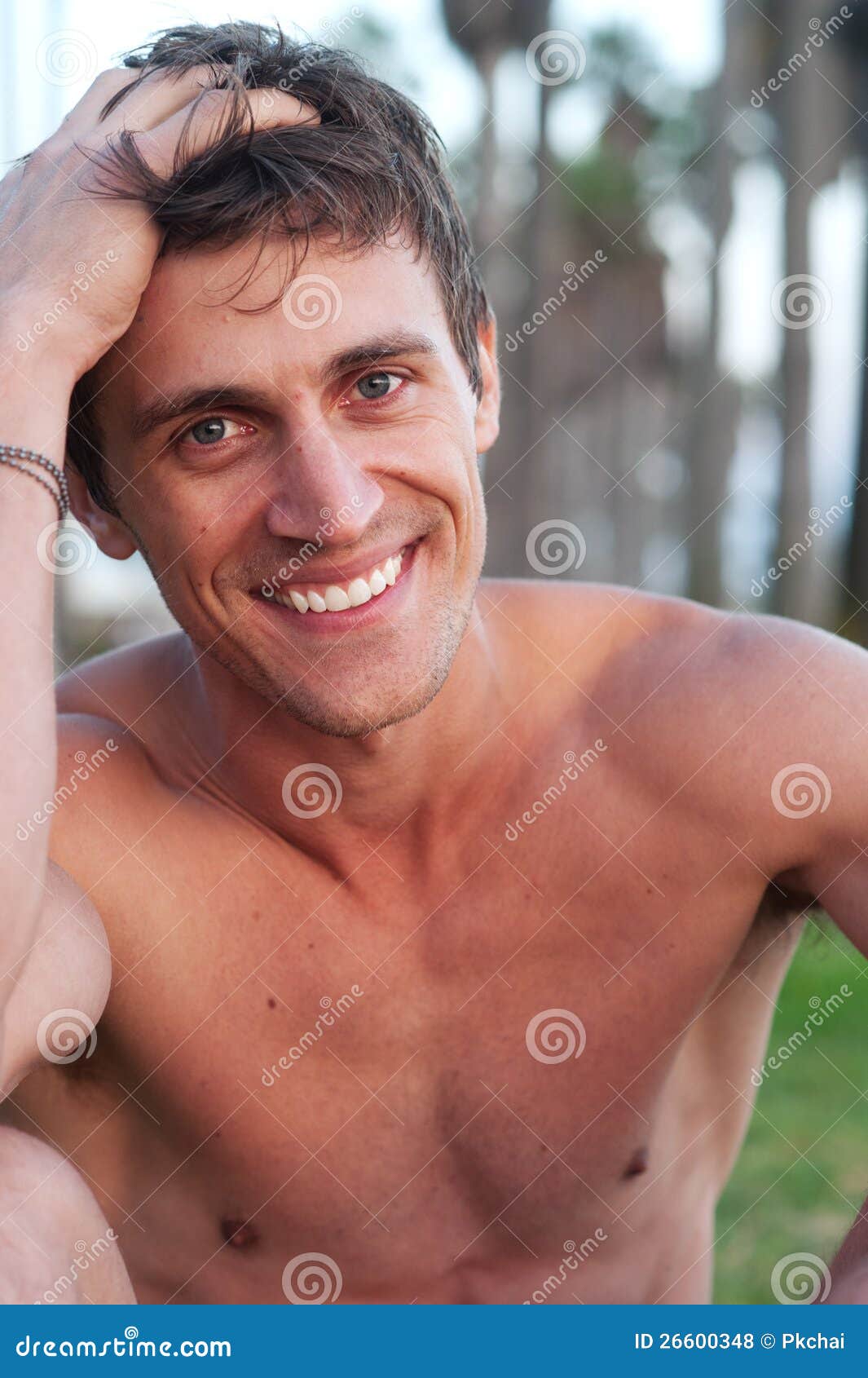 Portrait of an Active Young Man at Beach Stock Photo - Image of good ...