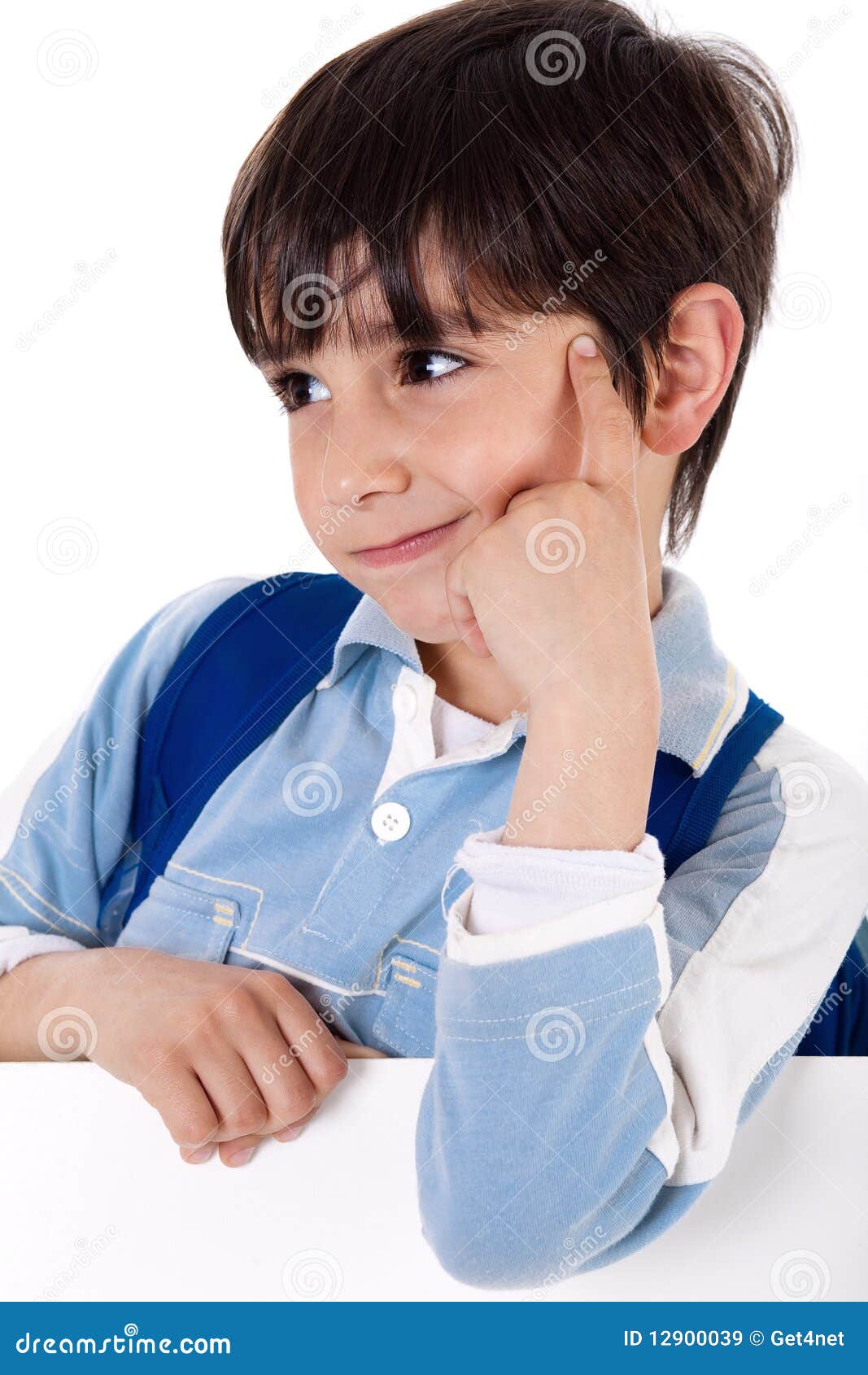 Portrait of a Adorable School Boy Thinking Stock Image - Image of ...