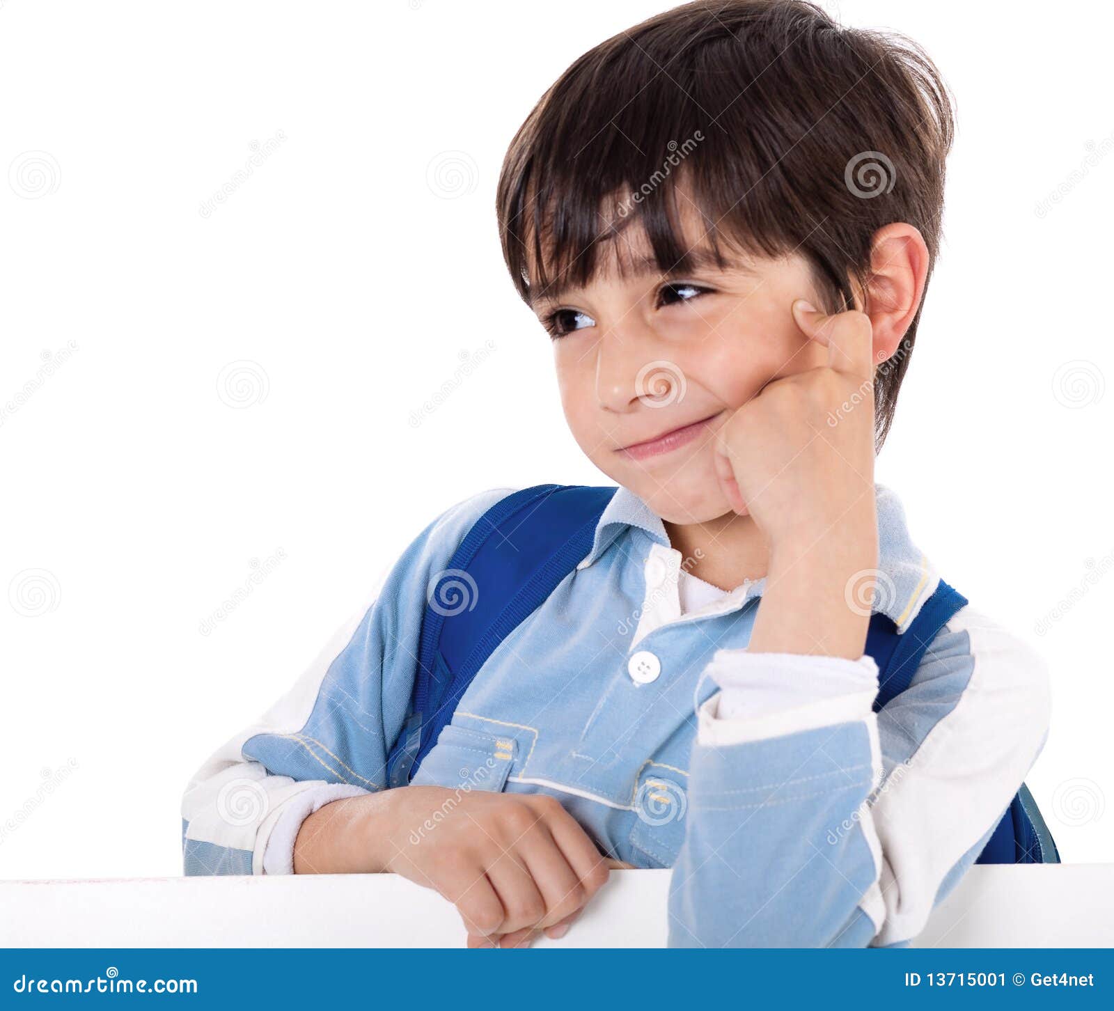 Portrait of a Adorable School Boy Thinking Stock Image - Image of ...