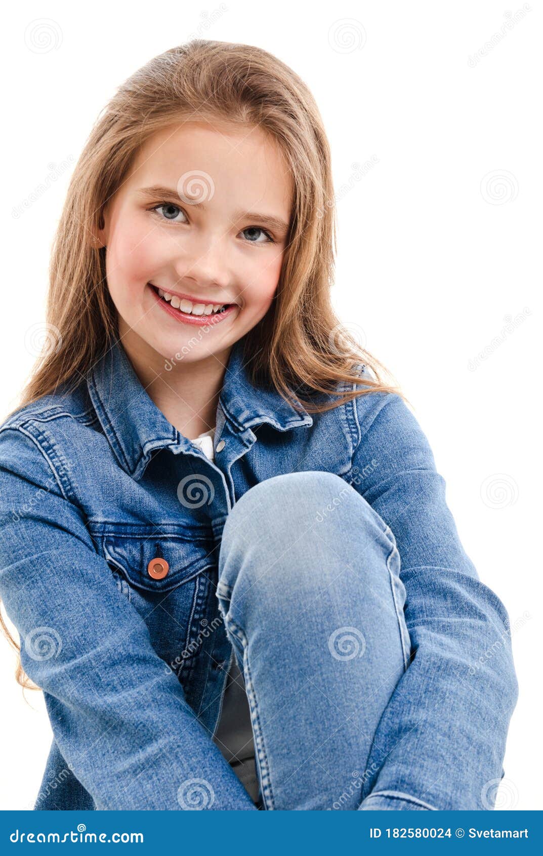 Portrait of Adorable Smiling Little Girl Child Preteen Sitting Isolated ... Portrait of Adorable Smiling Little Girl Child Preteen Sitting Isolated ...