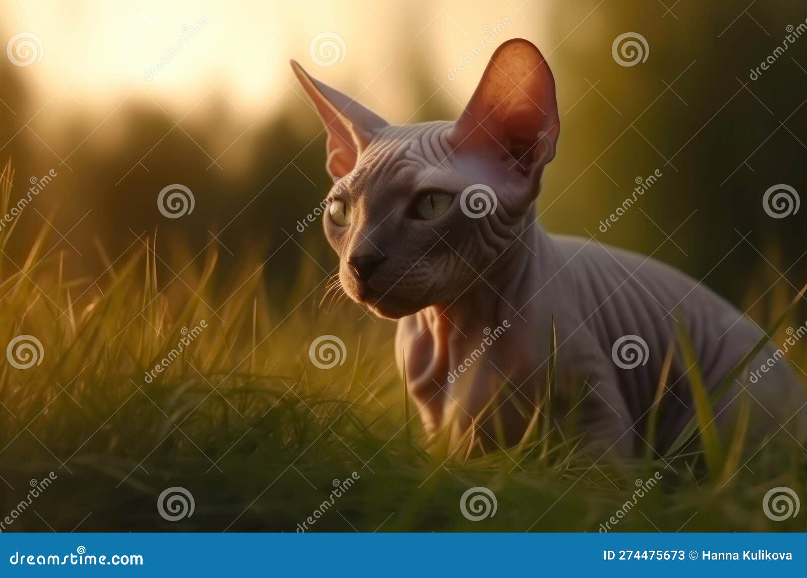 Cute Sphynx Cat is Walking Outside. Stock Illustration - Illustration ...