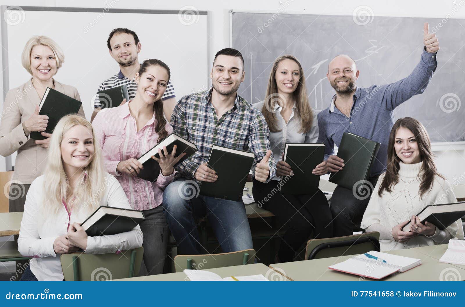 Portrait of Adult Students at Class Stock Photo - Image of friendly ...