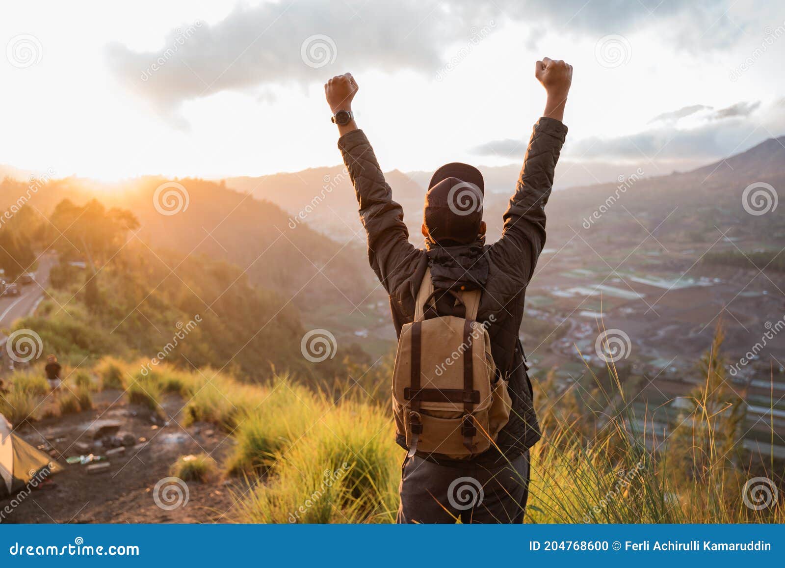Portrait Adventurous Man with a Backpack Stock Photo - Image of ...