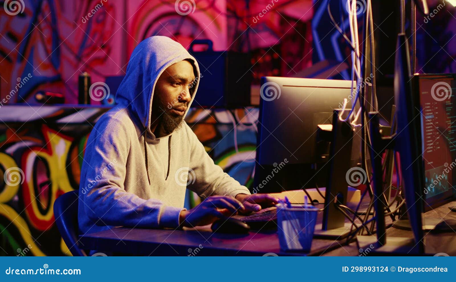 Hacker stealing passwords stock footage. Video of crime - 298993124