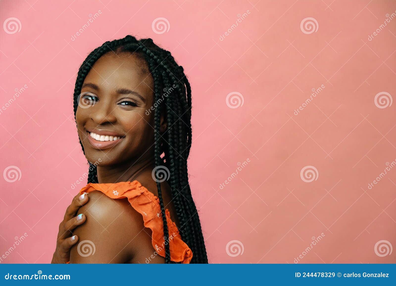 Portrait of African American Model Smiling at Camera Stock Image ...