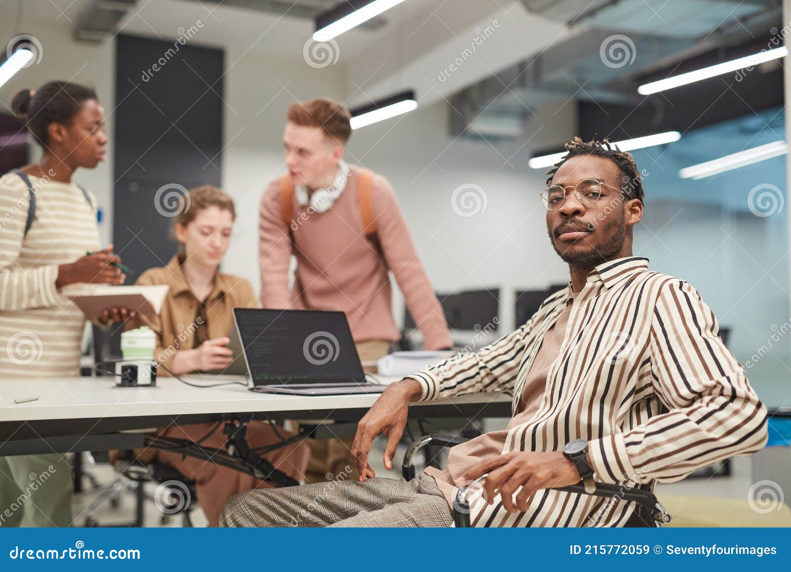 Portrait of African American Student in it Lab Stock Image - Image of ...