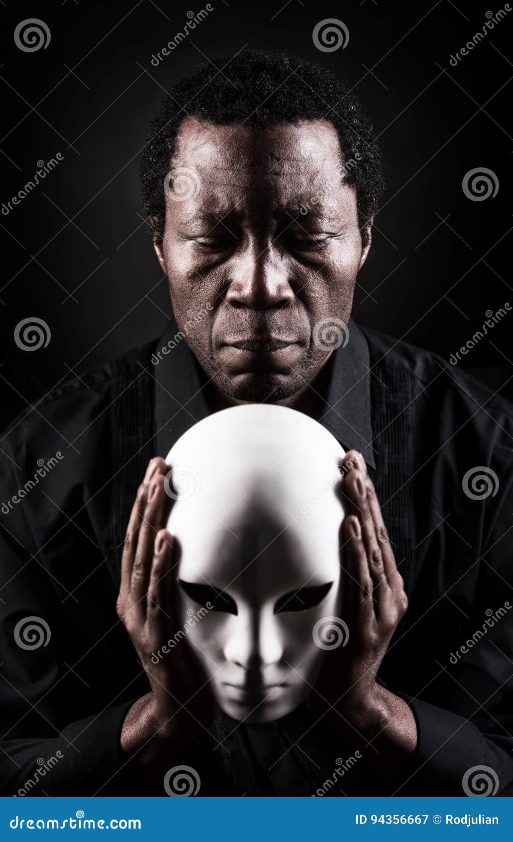 Portrait of African Black Man with White Mask. Stock Image - Image of ...