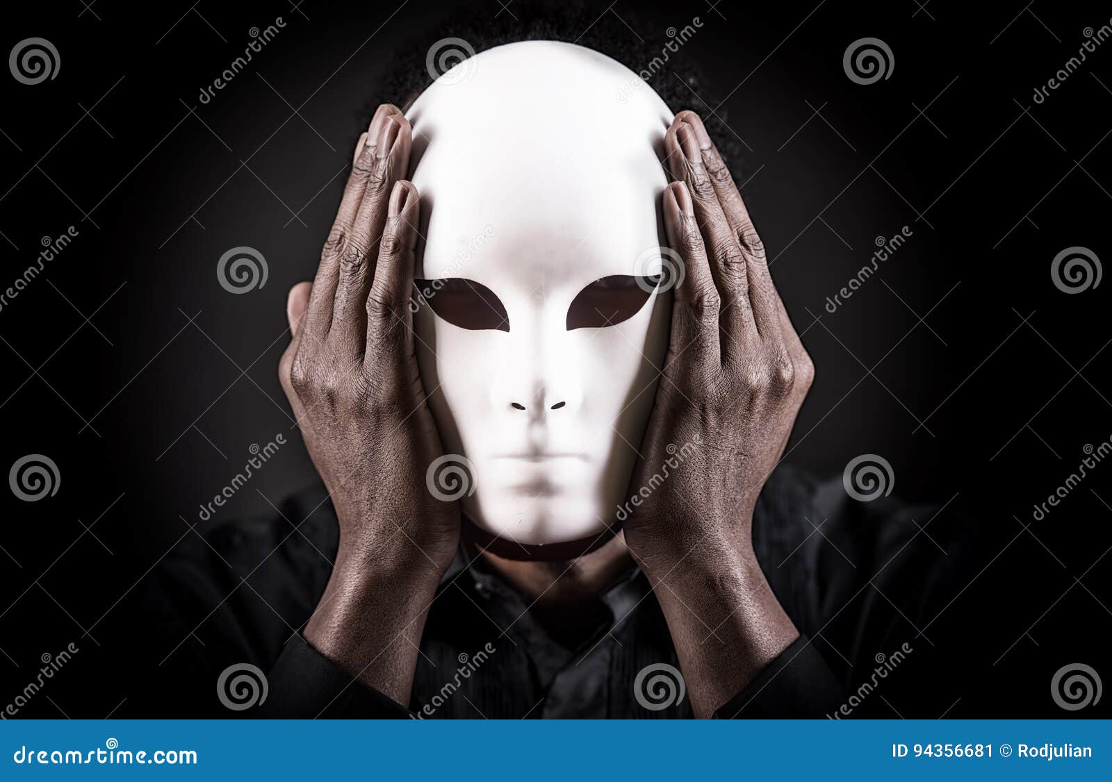 Portrait of African Black Man with White Mask. Stock Image - Image of ...