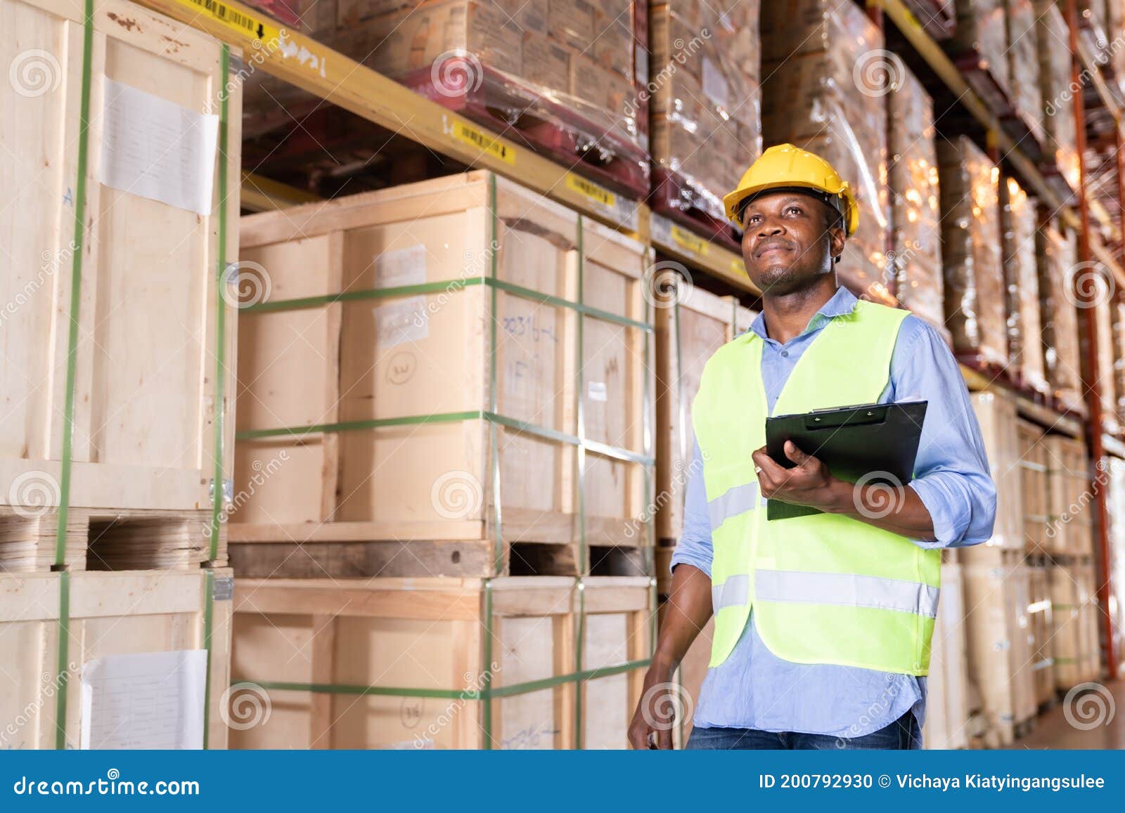 Warehouse Worker Working With Hand Pallet Truck Unloading Shipment ...