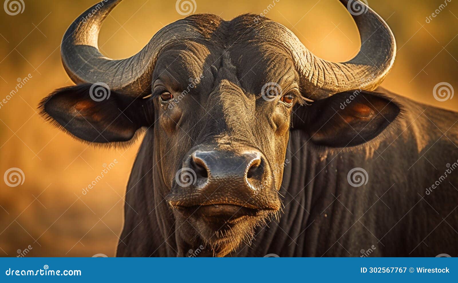 Portrait of an African Buffalo Looking at the Camera. AI-generated ...