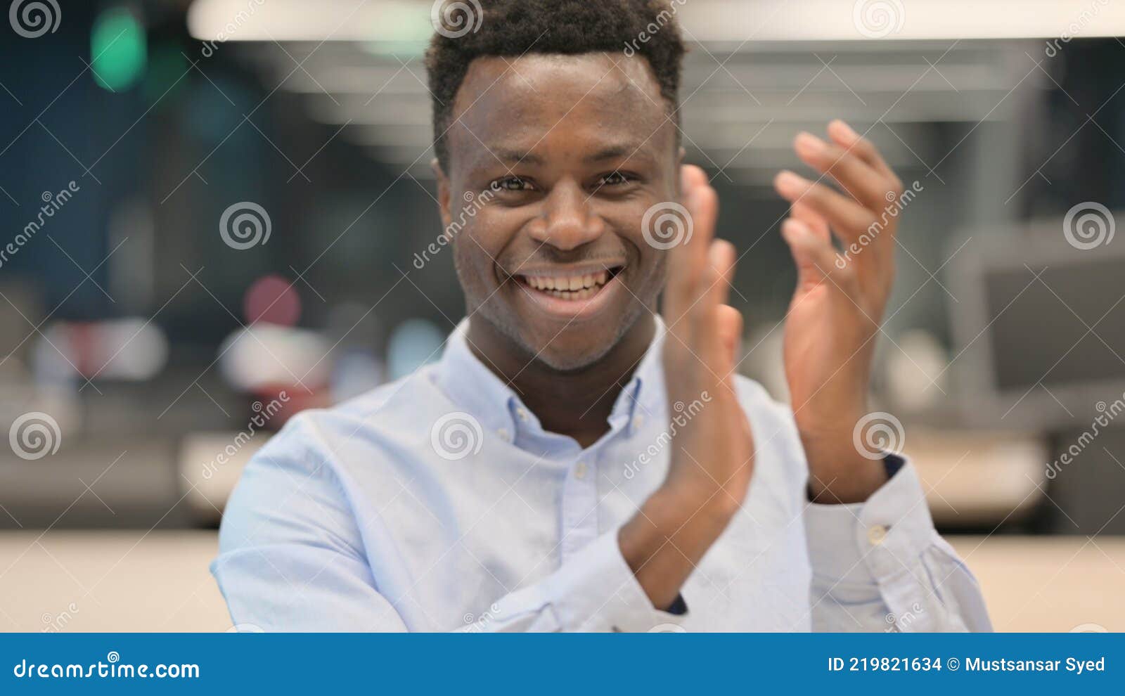 Portrait of African Businessman Clapping, Applauding Stock Photo ...