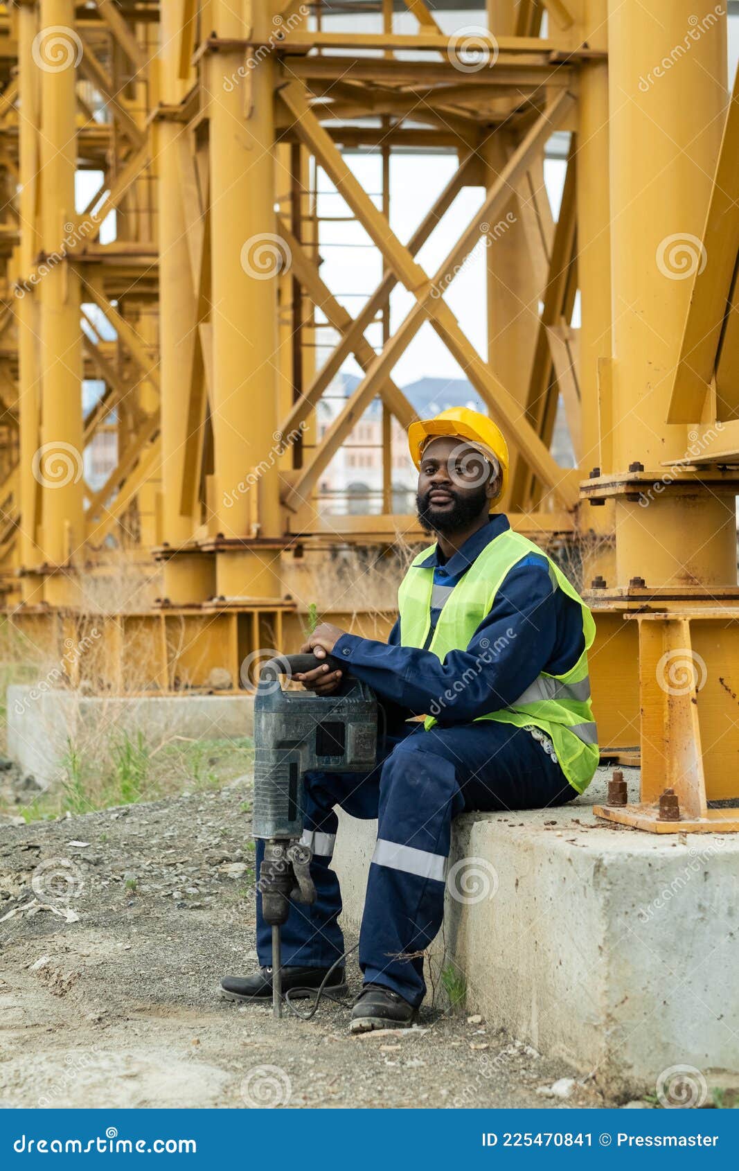 Construction Worker Sitting Outdoors Stock Image - Image of expertise ...