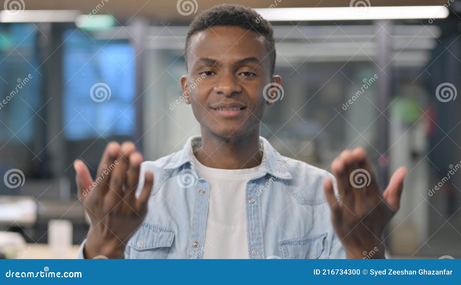 Portrait of African Man Inviting People Stock Photo - Image of giving ...