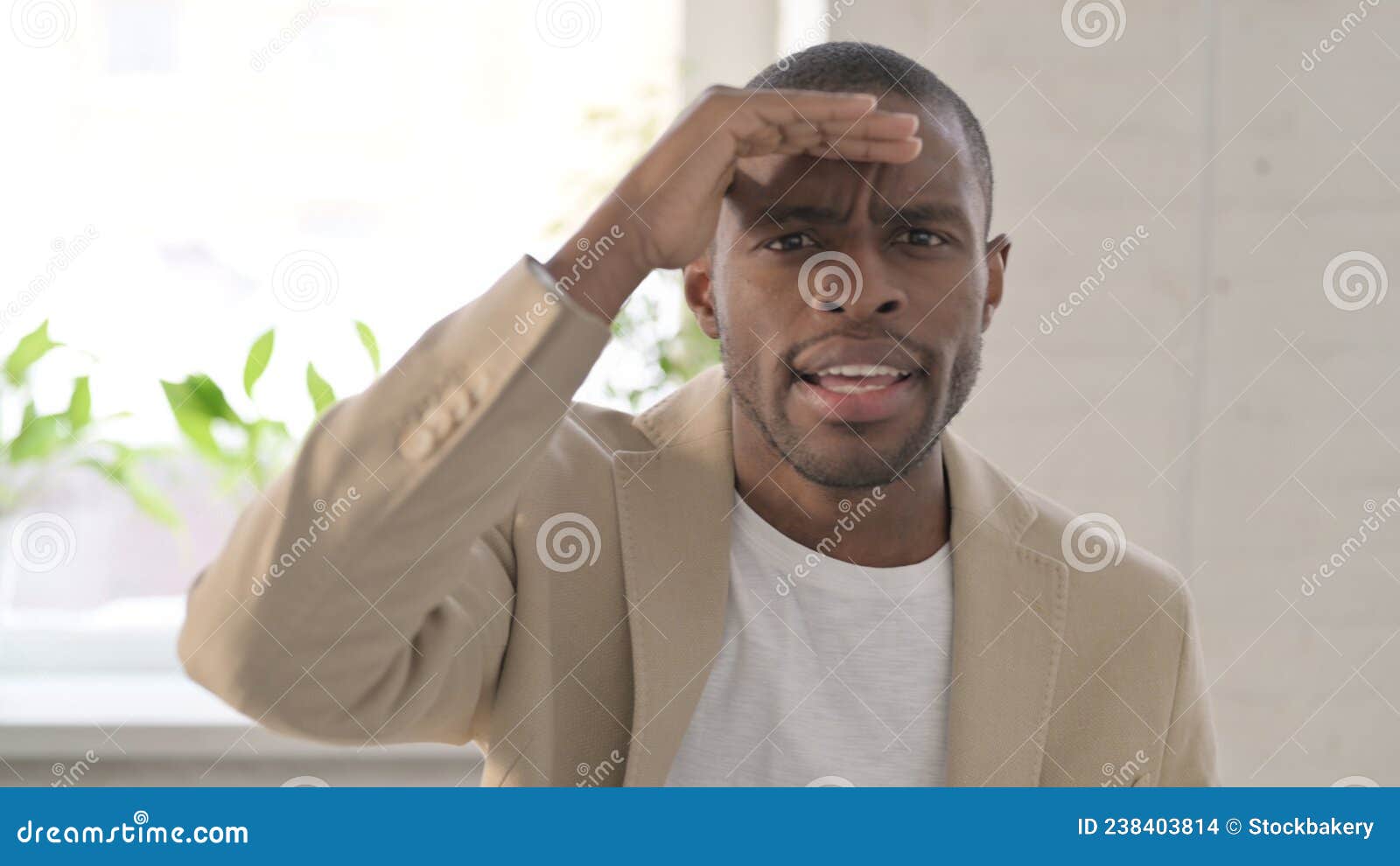Portrait of African Man Looking Around, Searching Stock Photo - Image ...