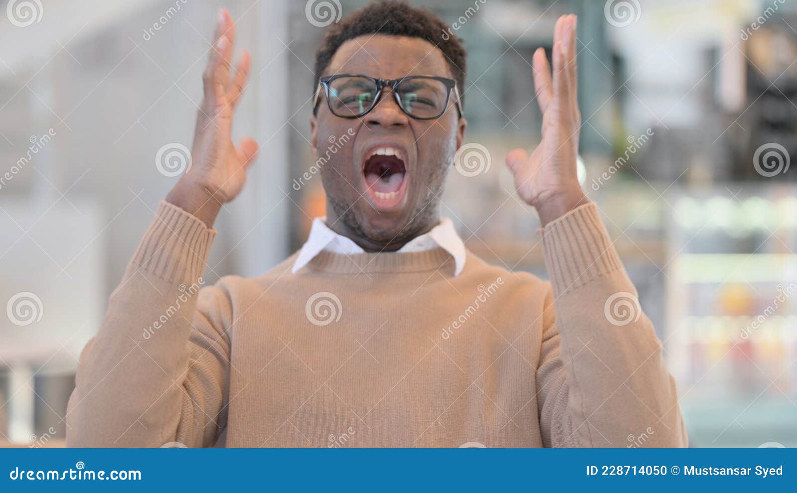 Portrait of African Man Screaming, Shouting Stock Photo - Image of lost ...