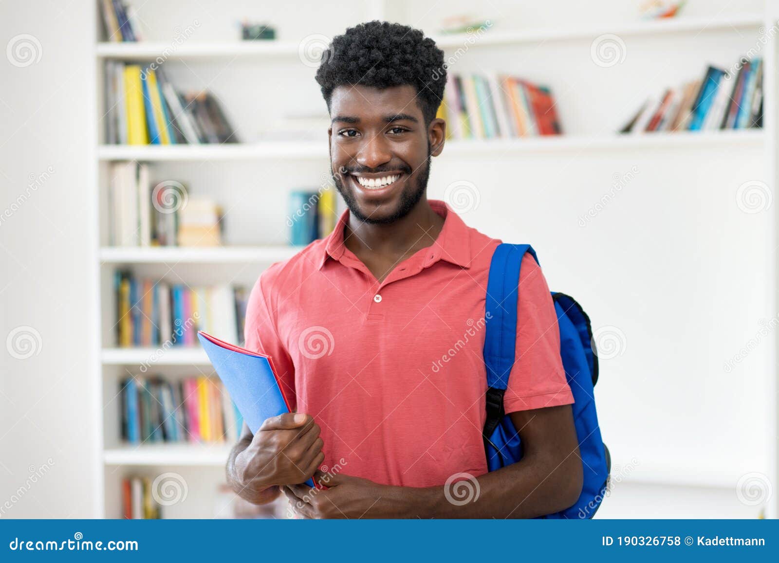 Portrait of Afro American Male Student with Backpack Stock Photo ...