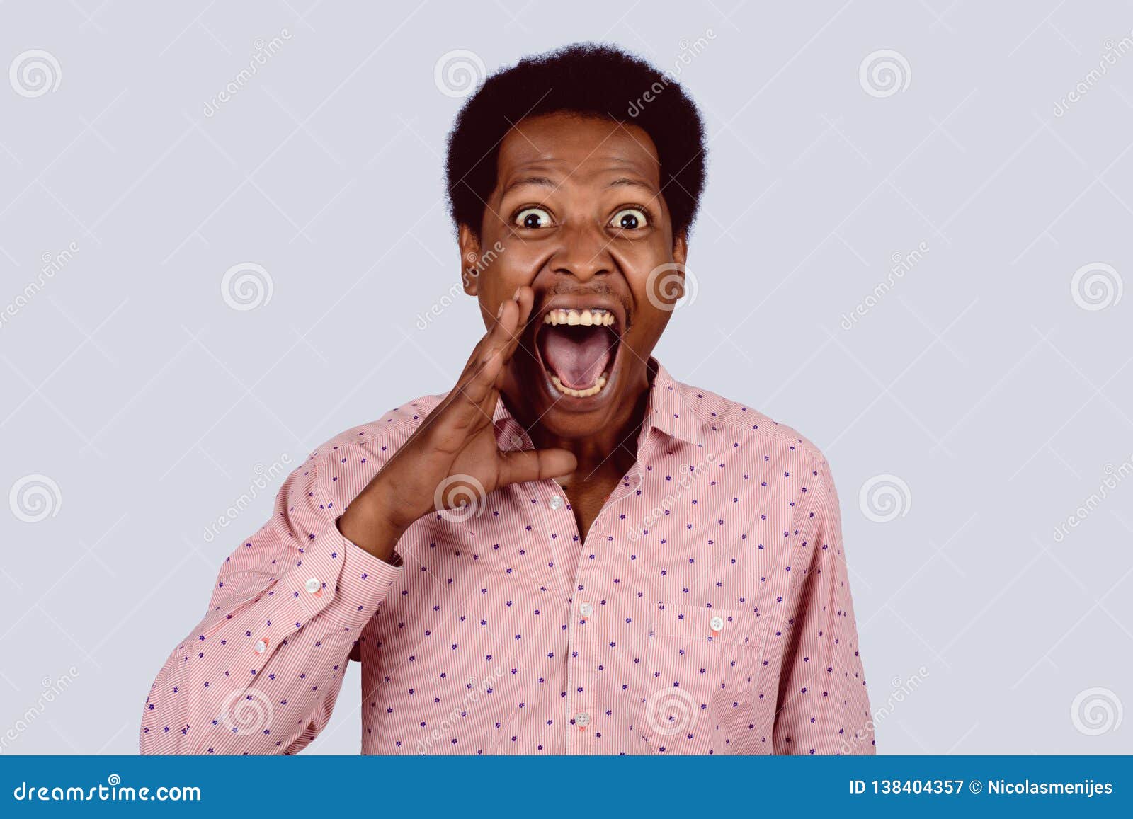 Portrait of Afro American Screaming Stock Image - Image of announcement ...