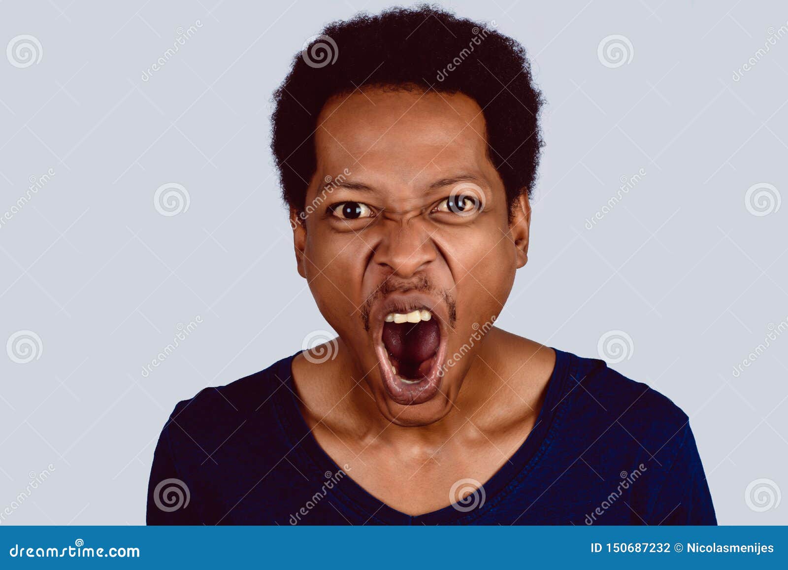Portrait of Afro American Screaming Stock Photo - Image of good ...