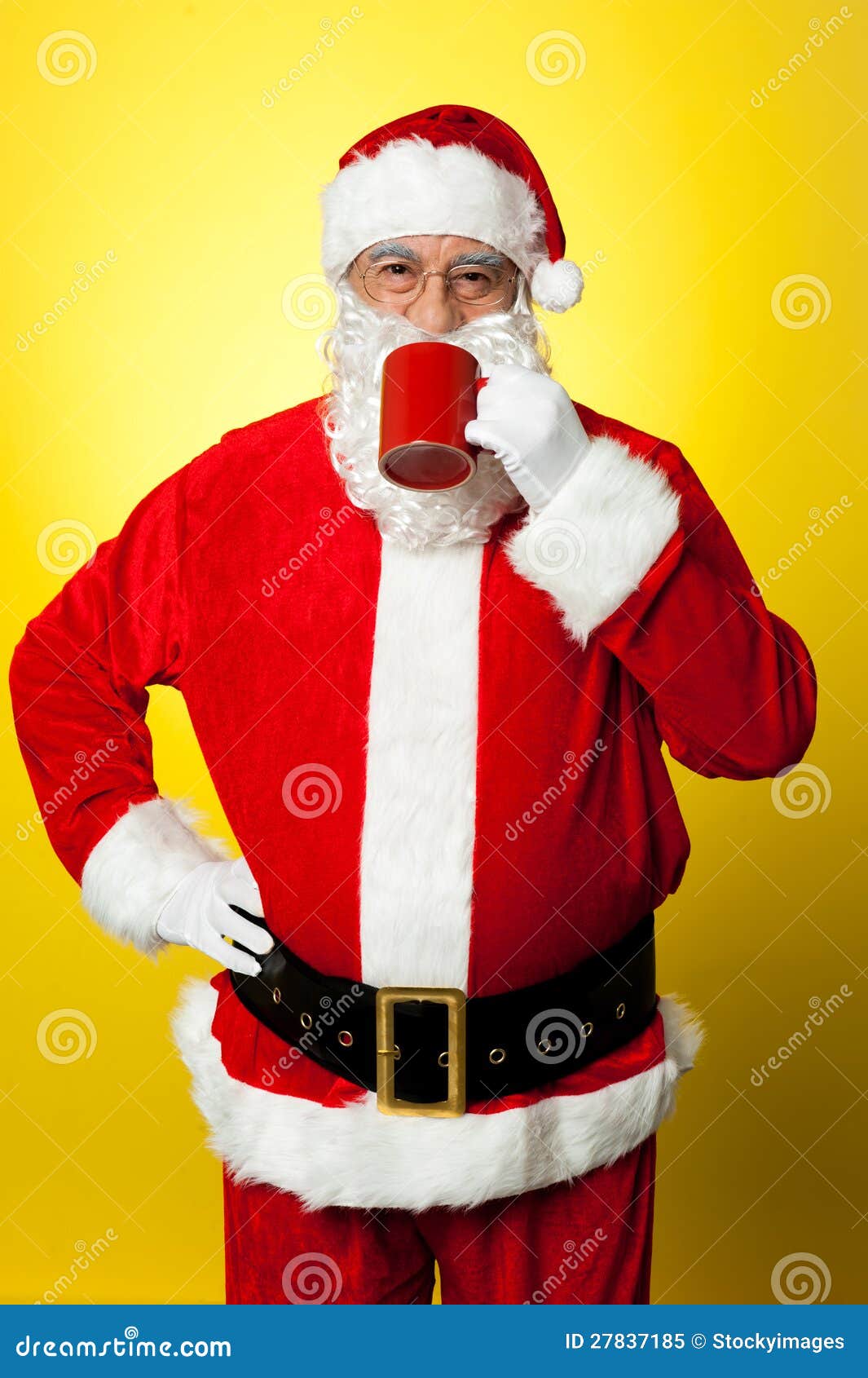 Portrait of a Aged Santa Sipping Coffee Stock Image - Image of drinking ...