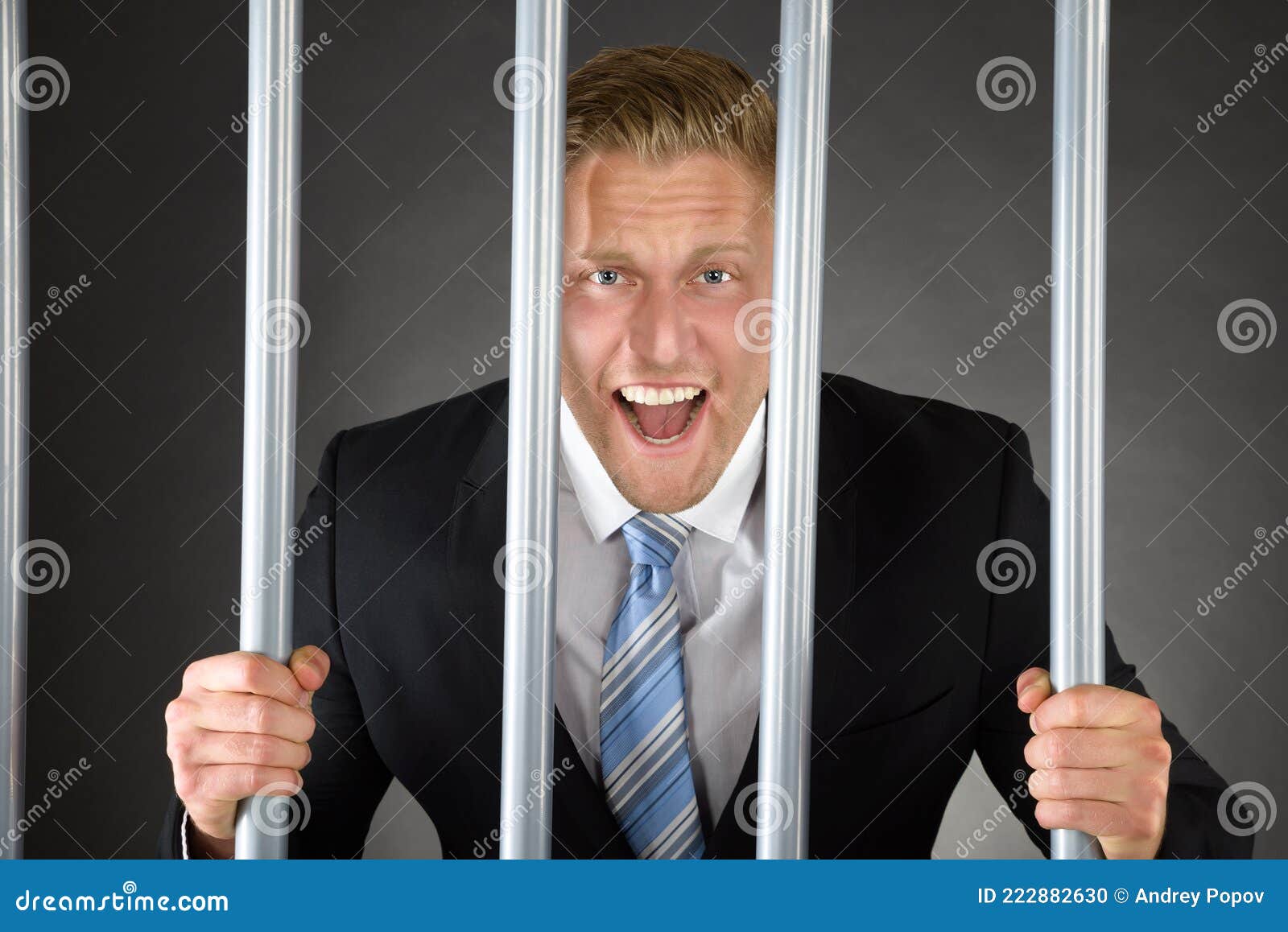 Aggressive Prisoner Holding Bars And Waiting For Guard, Inadequate ...
