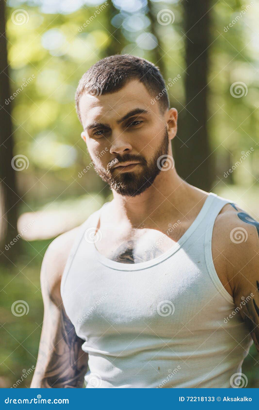 Portrait of Aggressive Muscular Guy Stock Image - Image of modern ...