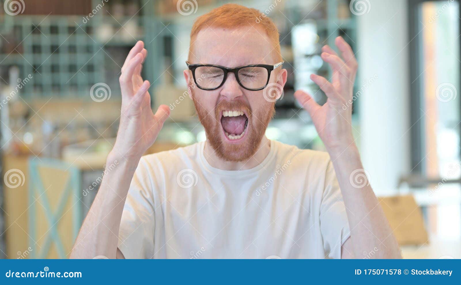 Portrait of Aggressive Redhead Man Shouting Stock Photo - Image of ...