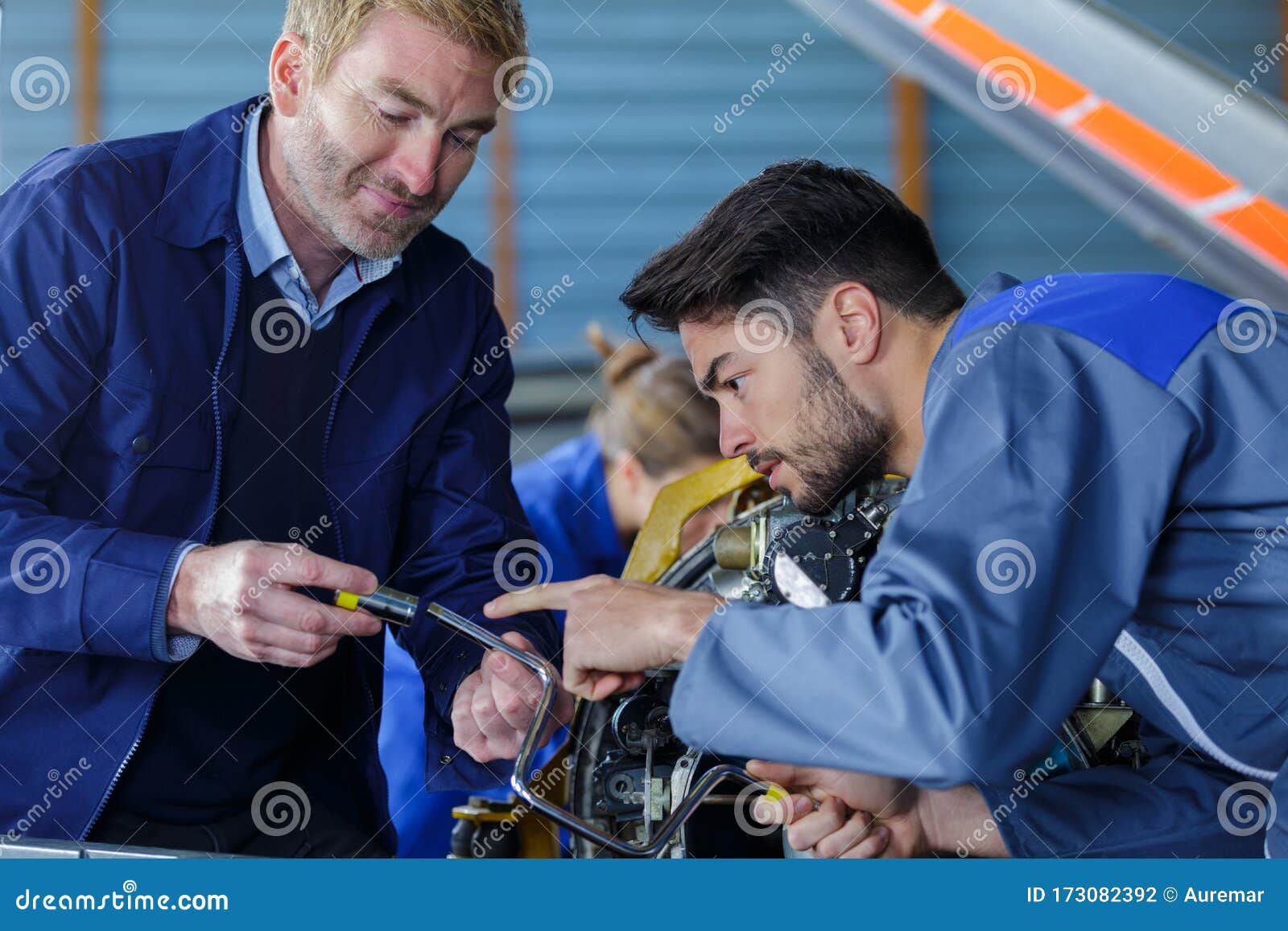 Portrait Aircraft Mechanics at Work Stock Photo - Image of airplane ...