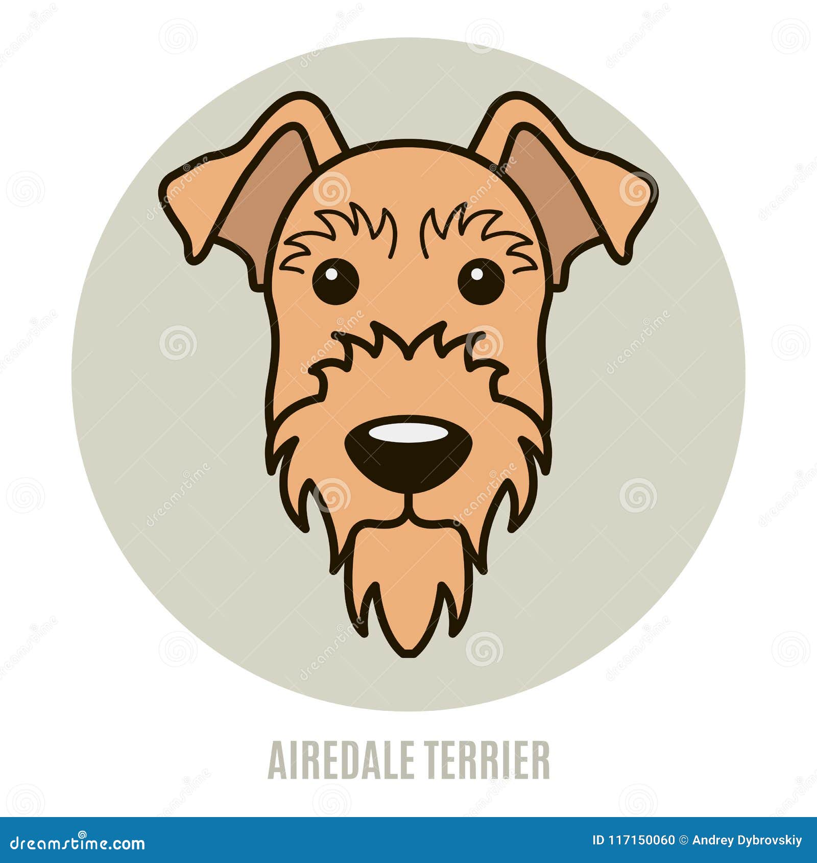 Portrait Of Airedale Terrier Had Vector Illustration Isolated. Big ...