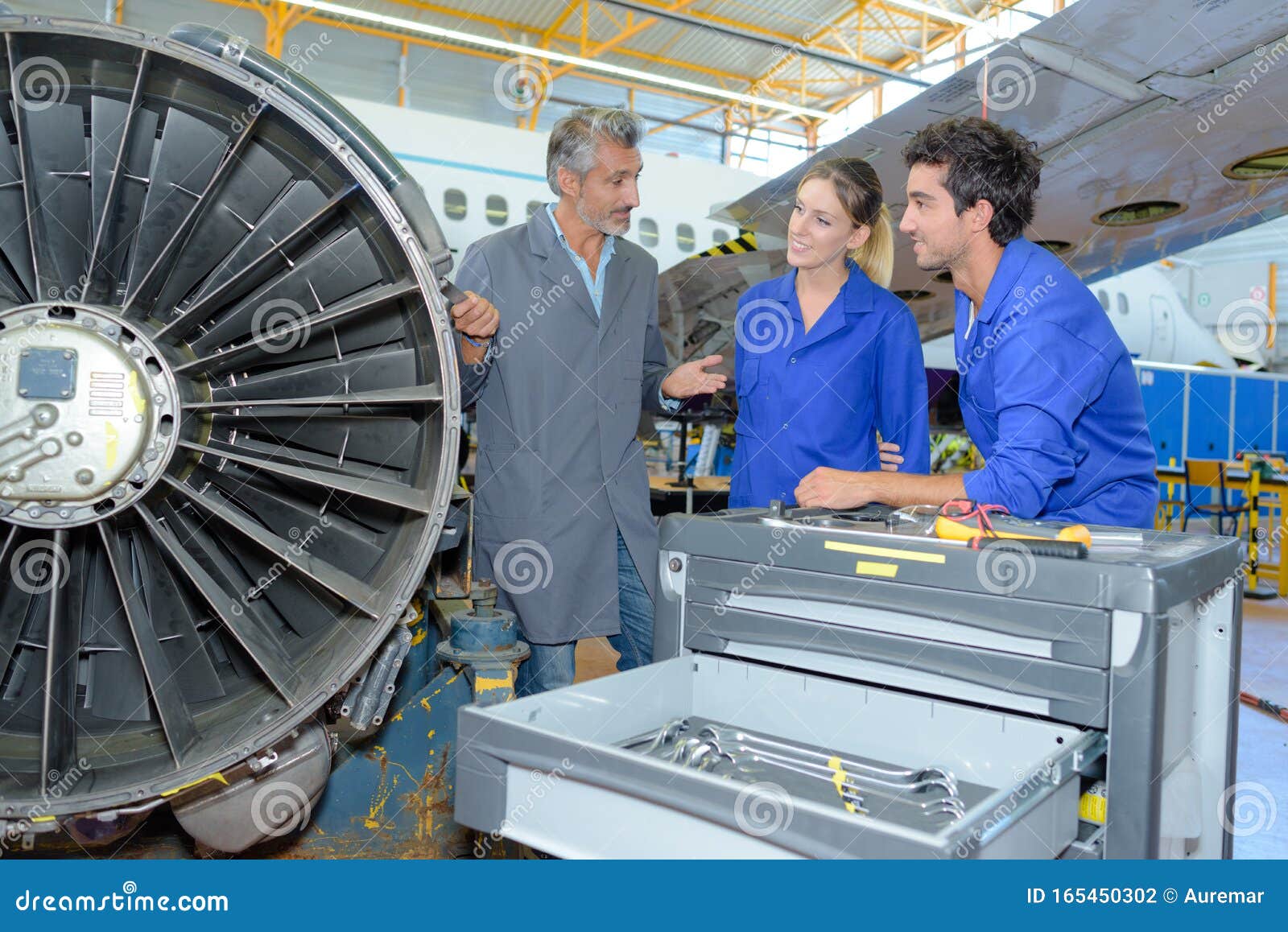 Portrait Airplane Maintenance Engineers Stock Photo - Image of class ...