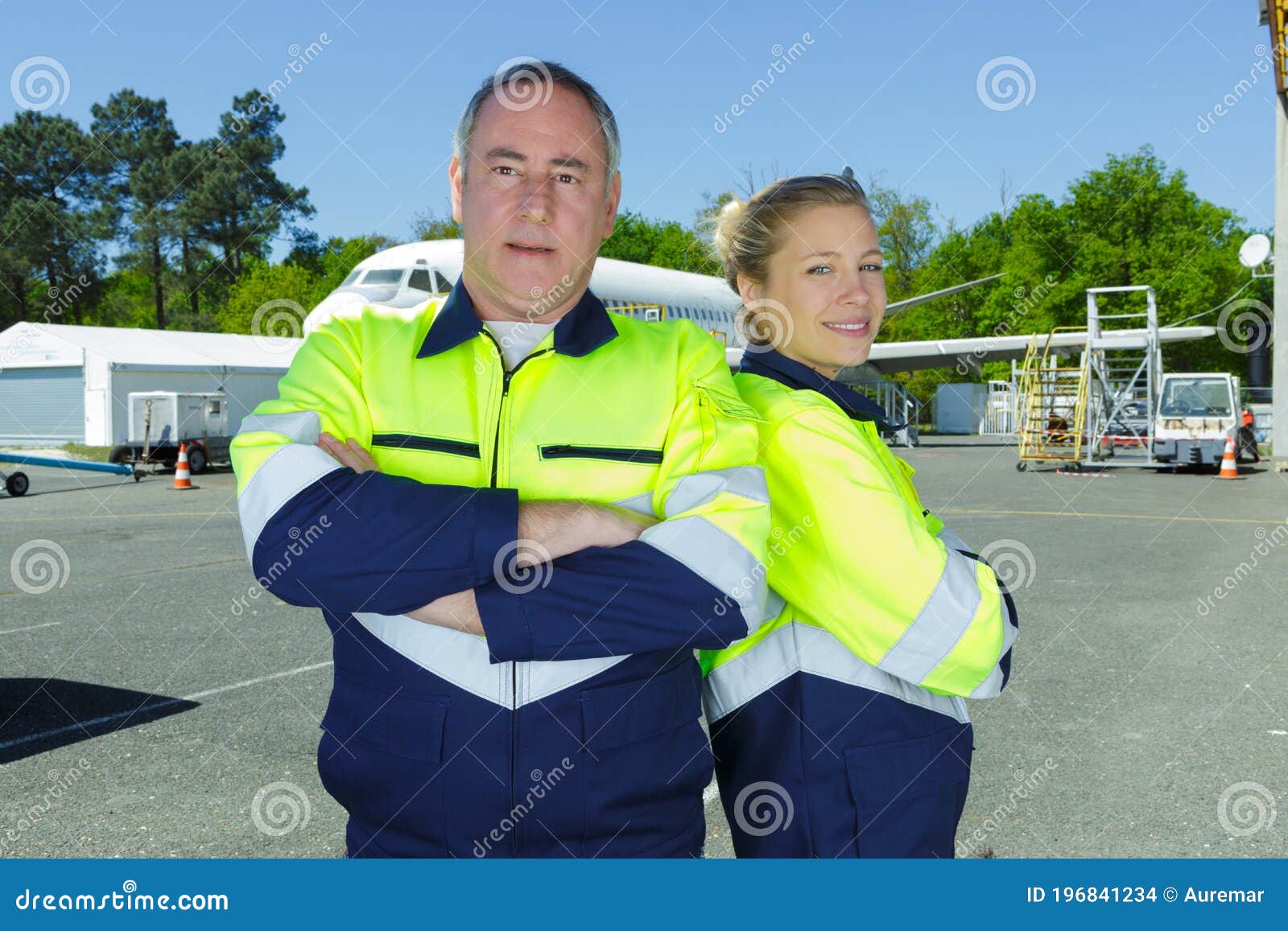 Portrait Airplane Service Crew Stock Photo - Image of sunlight, shop ...