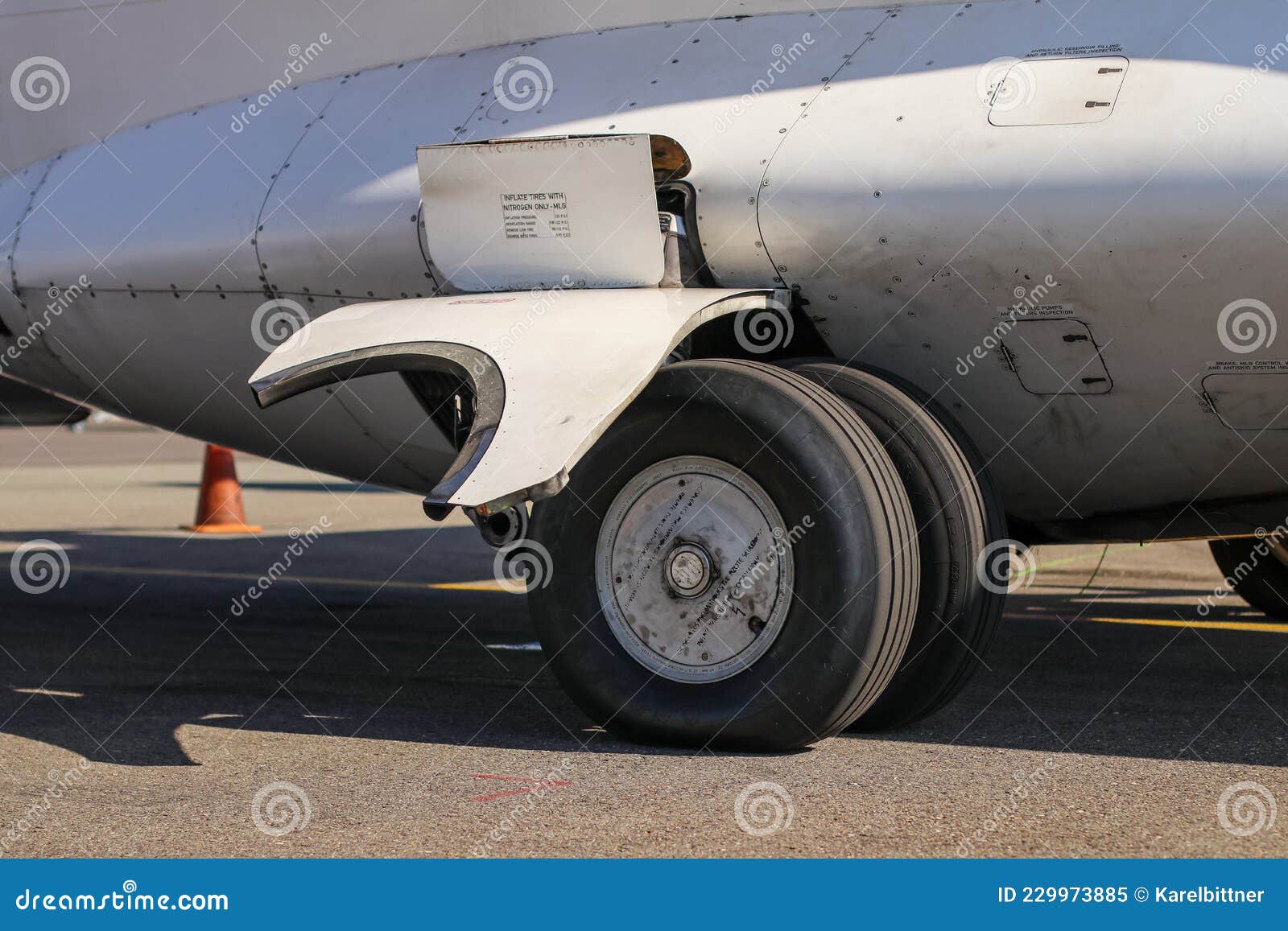 Portrait of Airplane Wheel and Baggage Storage on the Plane Stock Image ...