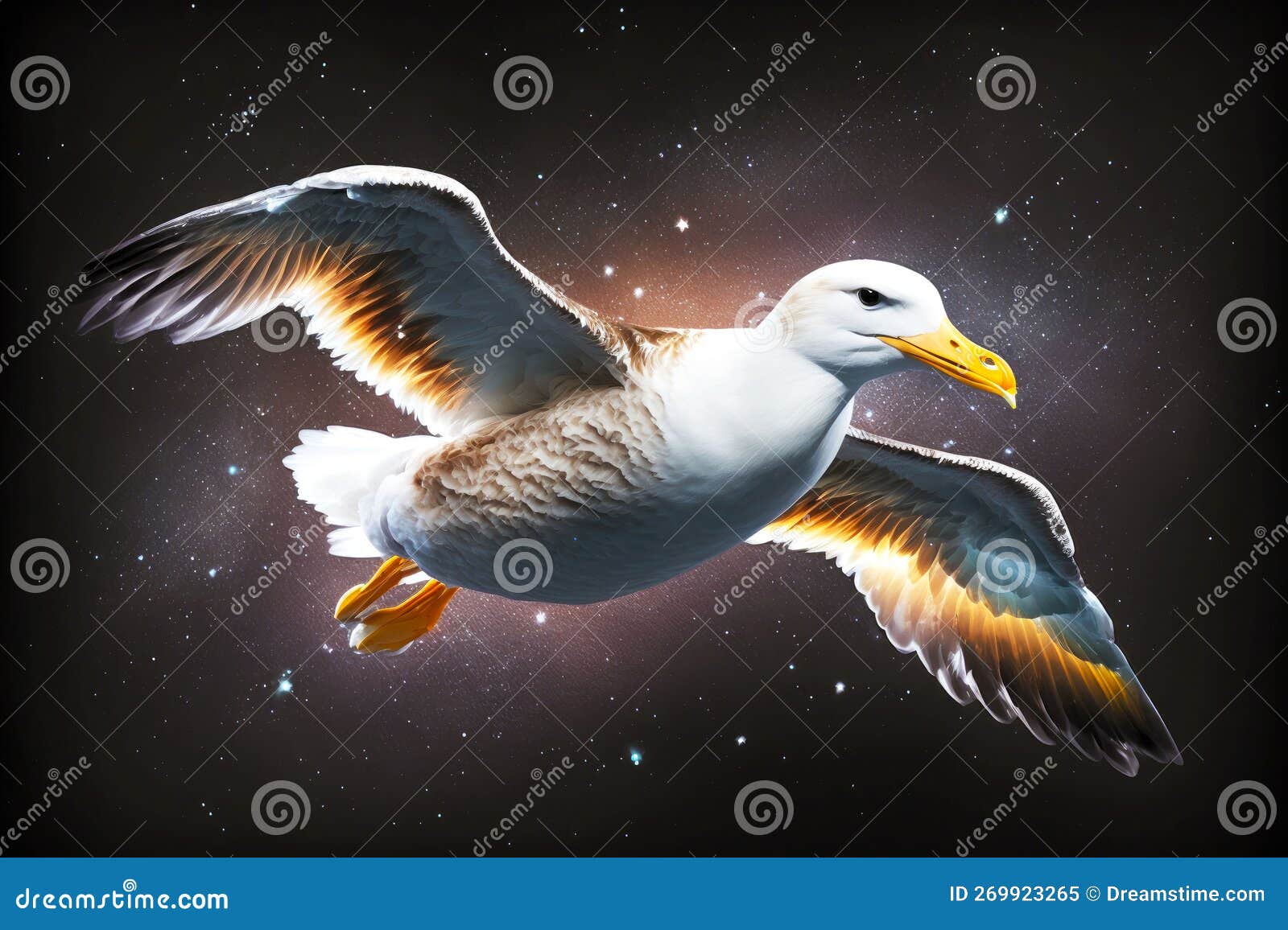 Albatross And Sea Mew Flying. Hand Drawn Sketch Bird. Vector Black Ink ...