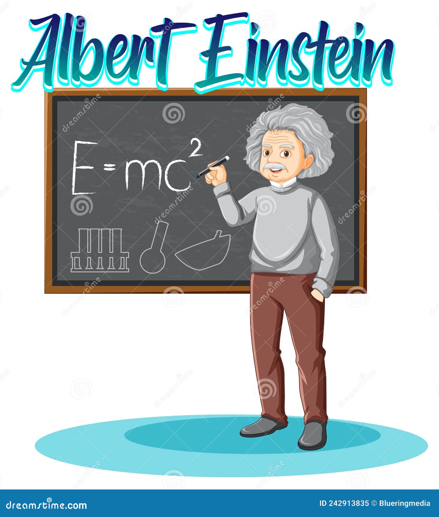 Portrait of Albert Einstein in Cartoon Style Editorial Image ...