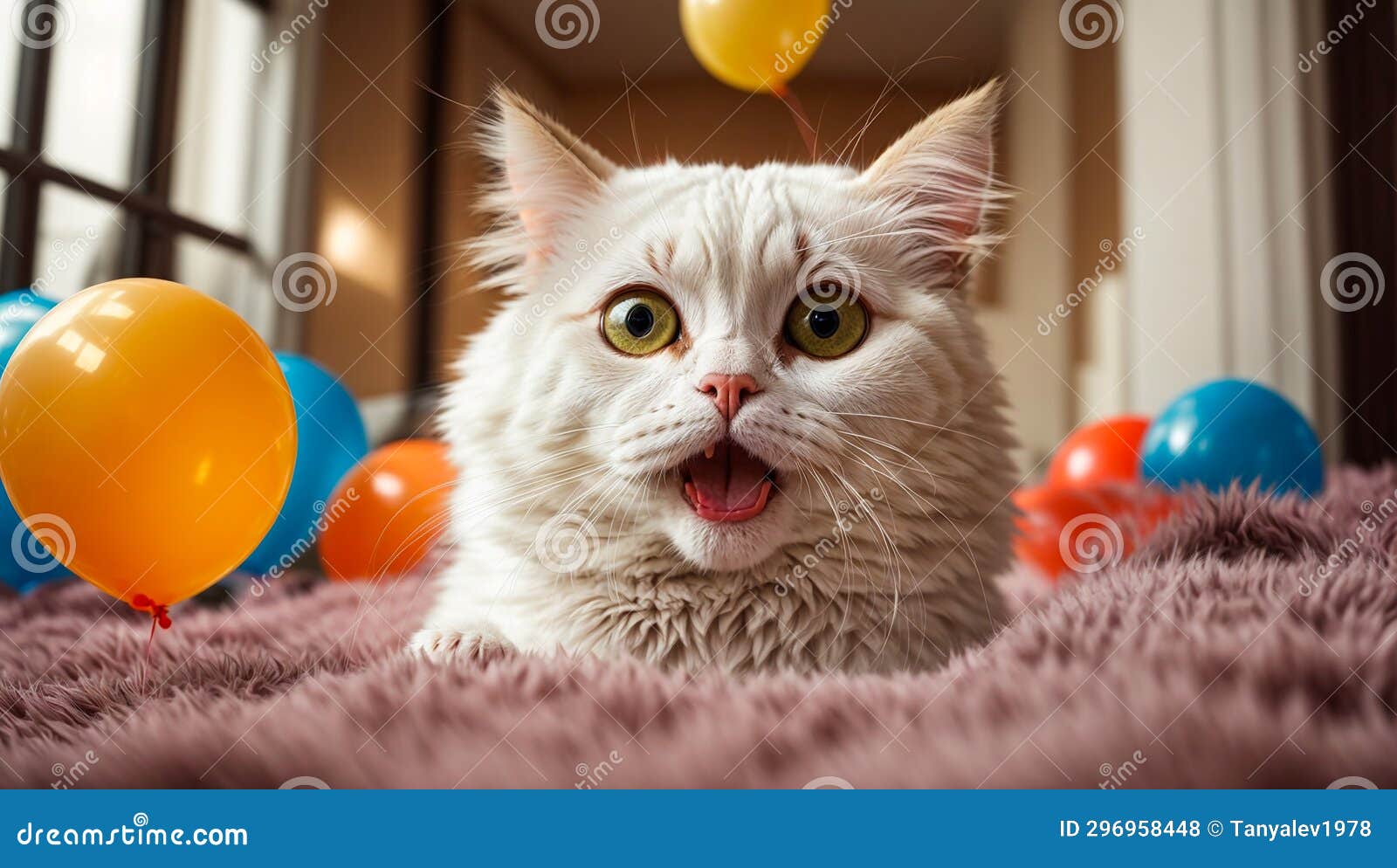 Portrait of an Amazed Cute Cat Balloon Editorial Stock Photo - Image of ...