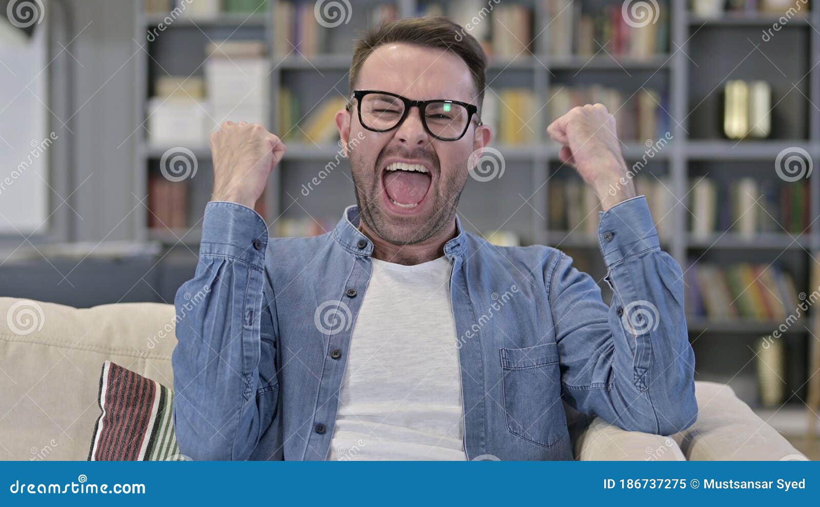 Portrait of Ambitious Man Celebrating Success Stock Image - Image of ...