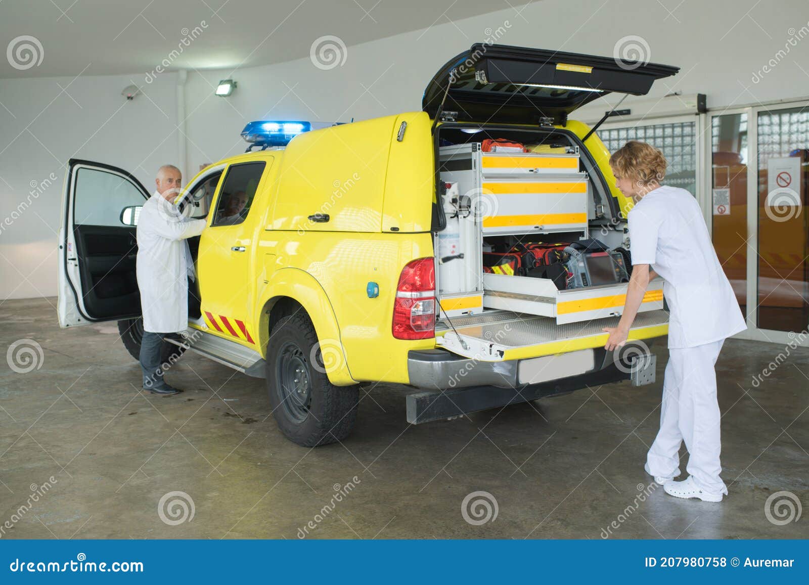 Portrait Ambulance and Doctors Stock Photo - Image of help, rescue ...