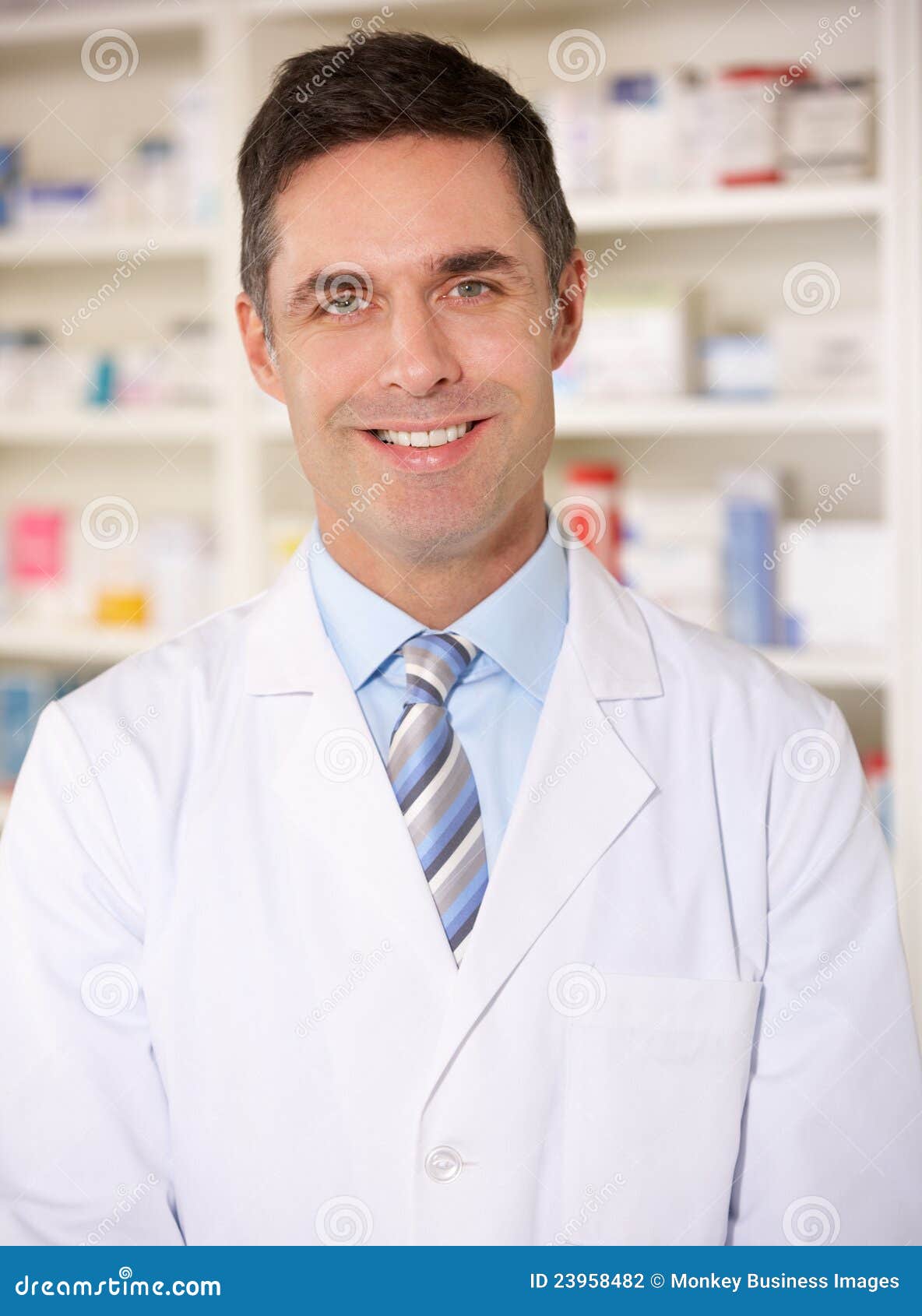 Portrait American Pharmacist at Work Stock Photo - Image of medicines ...