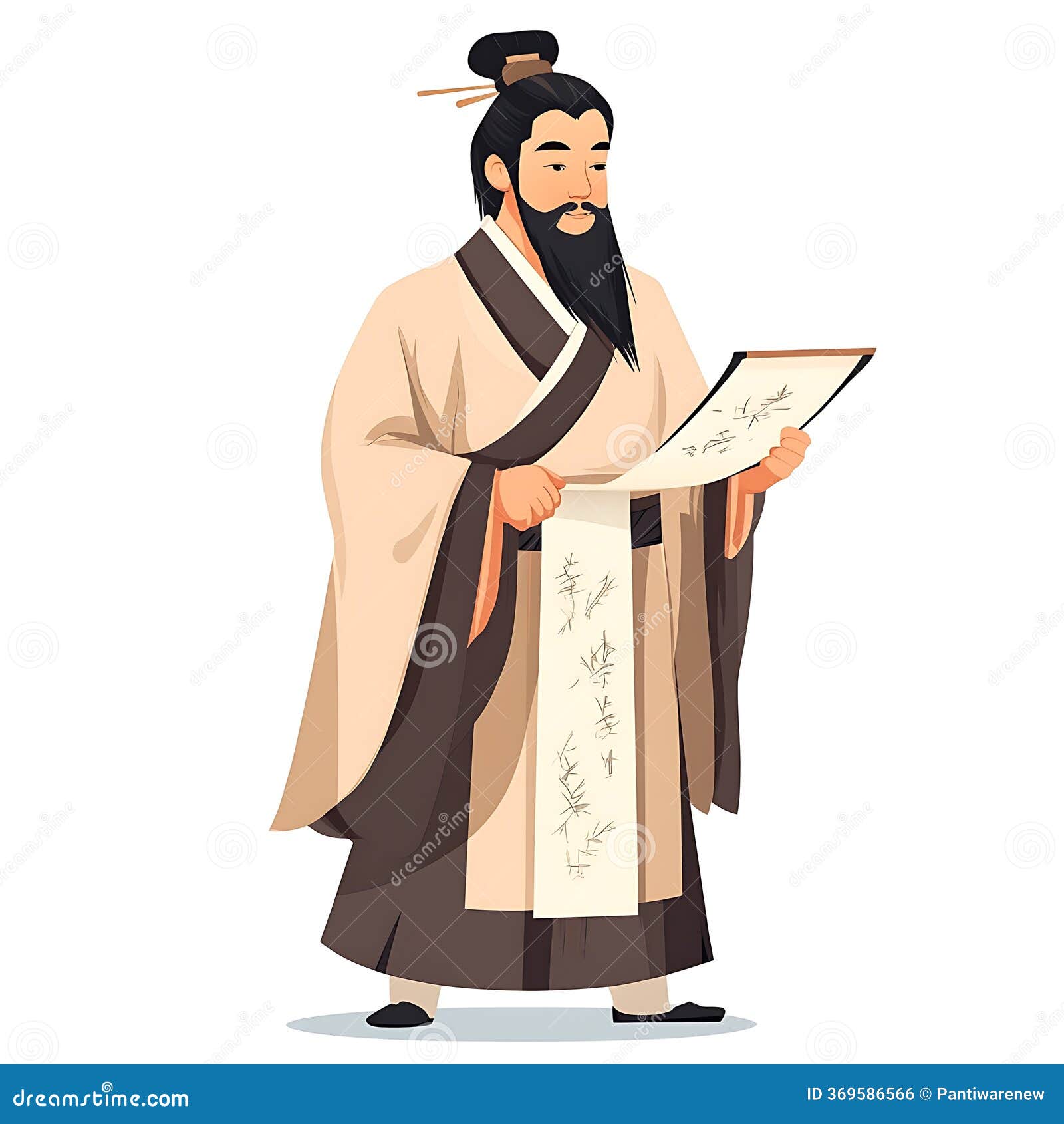 A Chinese Scholar Spirit With A Gentle Smile And A Flowing Robe Cartoon ...