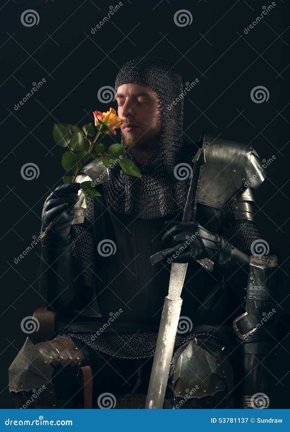 Portrait of ancient knight stock image. Image of fantasy - 53781137
