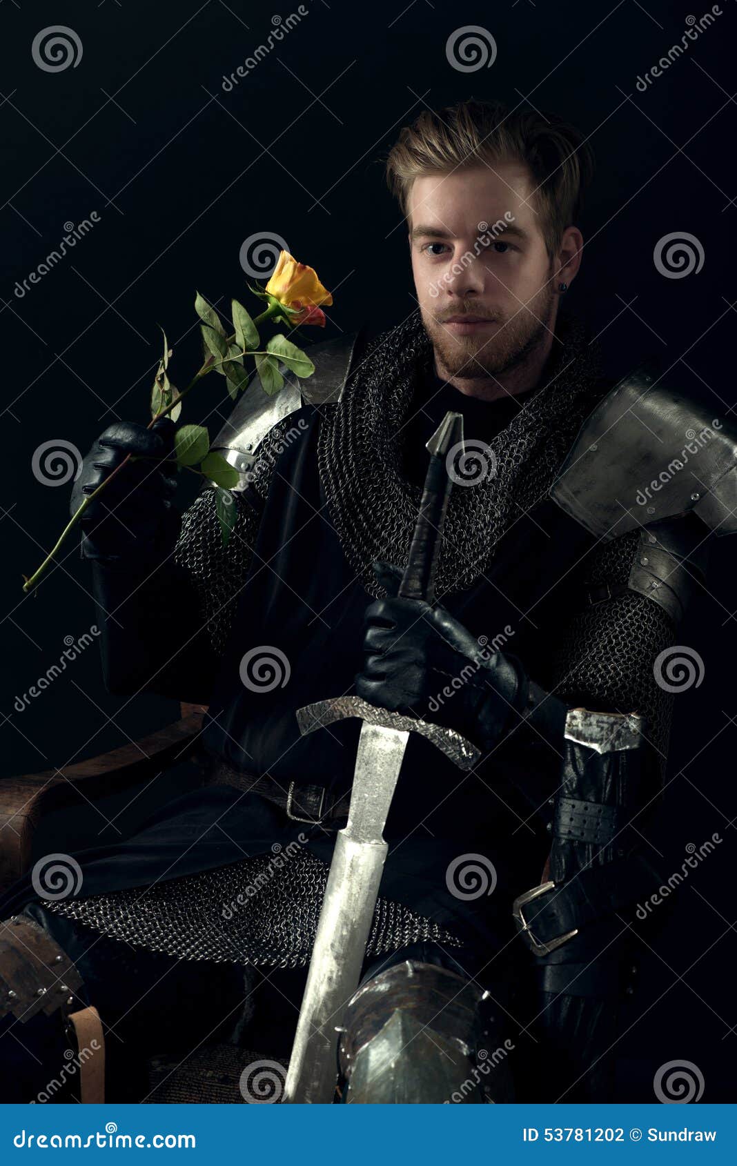 Portrait of ancient knight stock photo. Image of male - 53781202