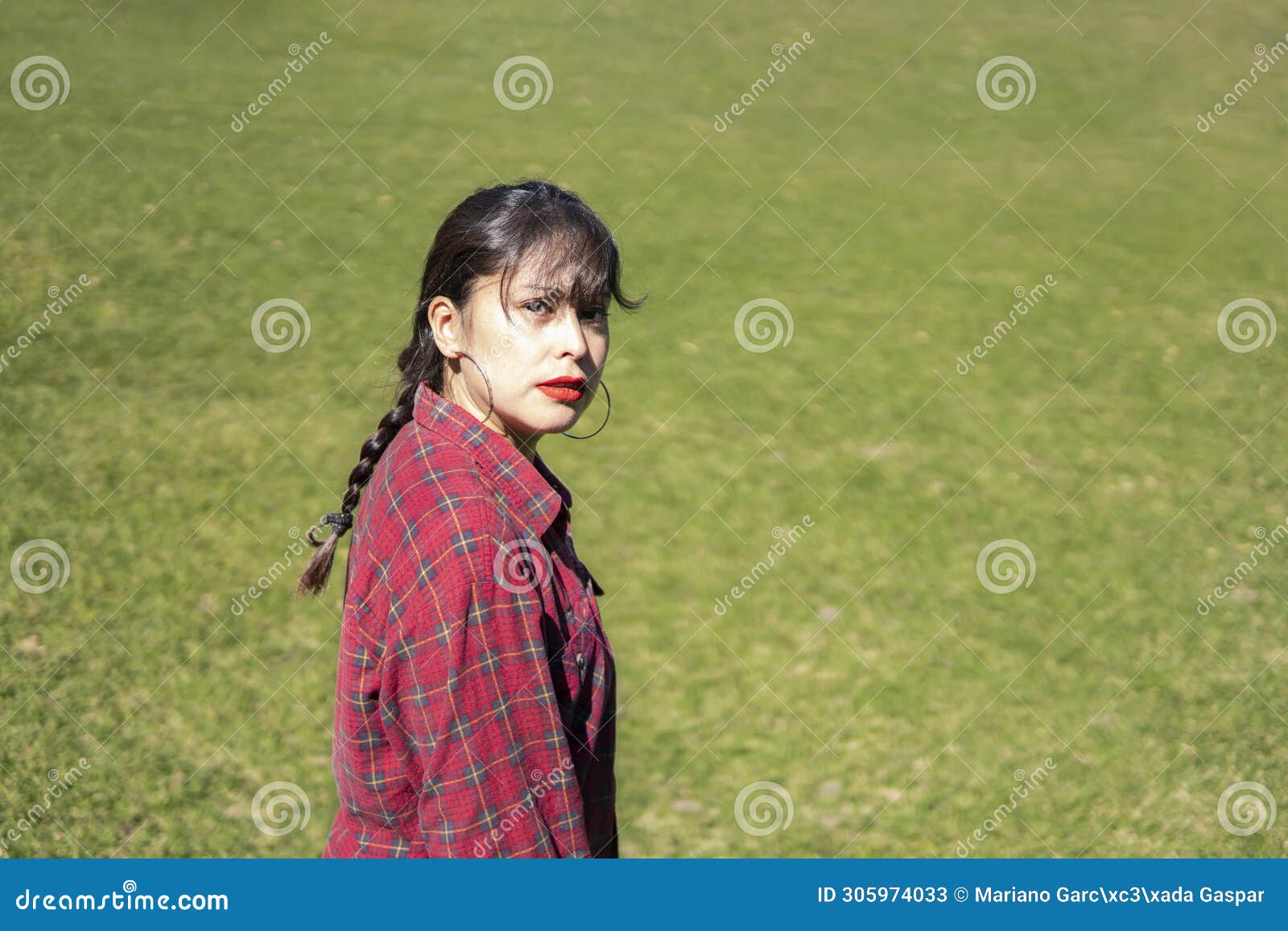 Portrait Of Andean Woman Posing In A Park Stock Image Image Of