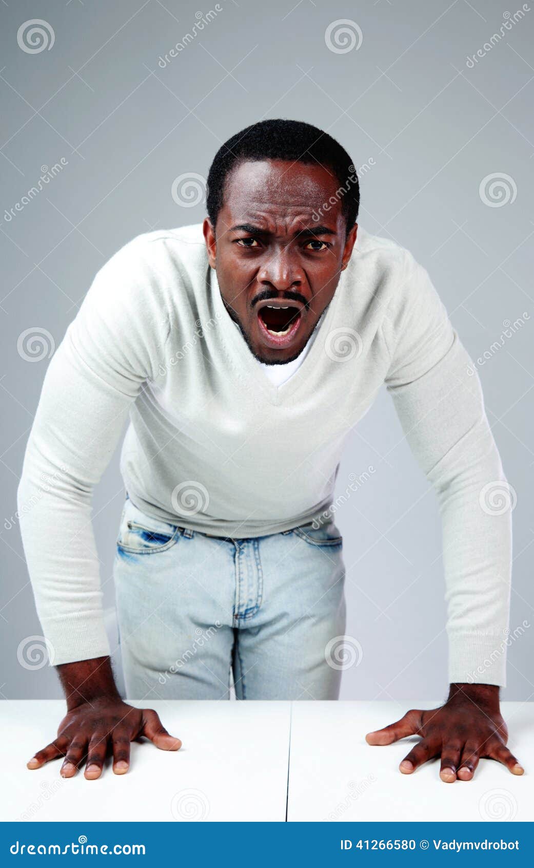 Portrait of a Angry African Man Shouting Stock Photo - Image of furious ...