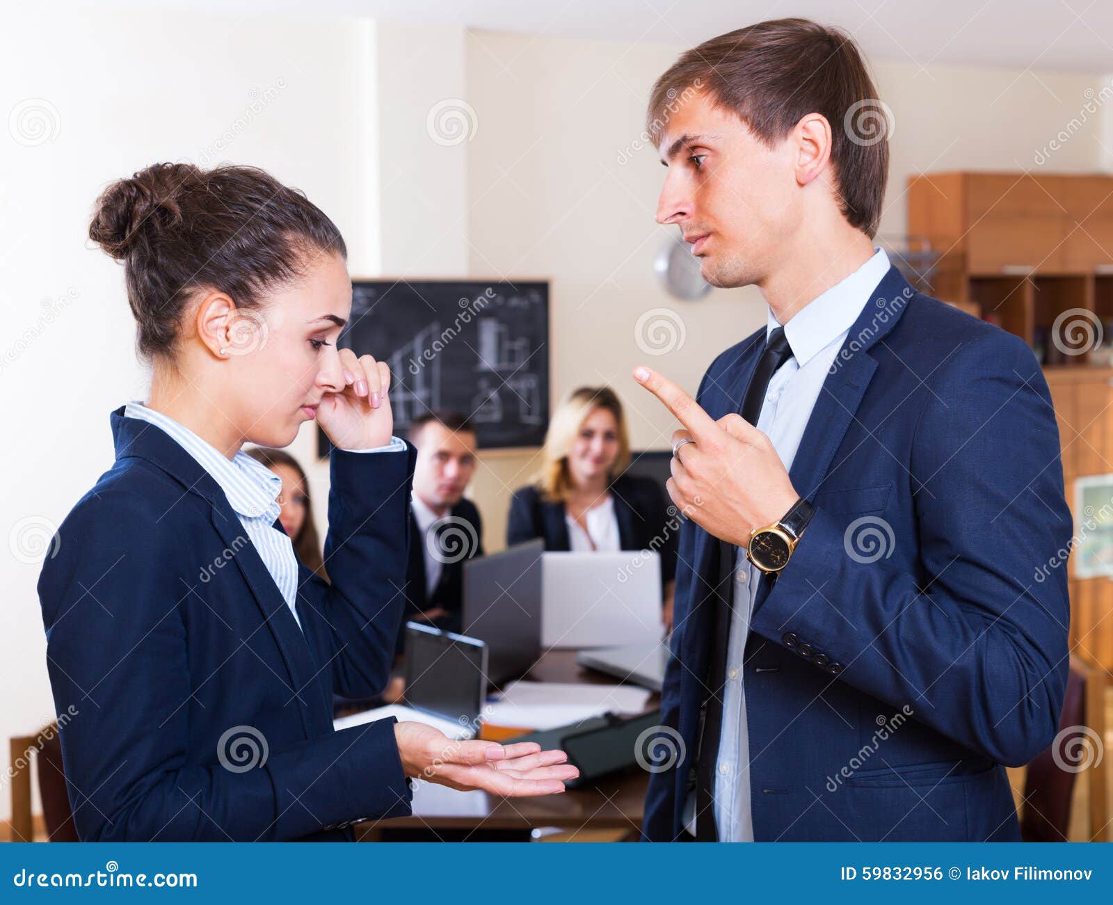 Portrait of Angry Boss and Upset Employee Stock Photo - Image of ...