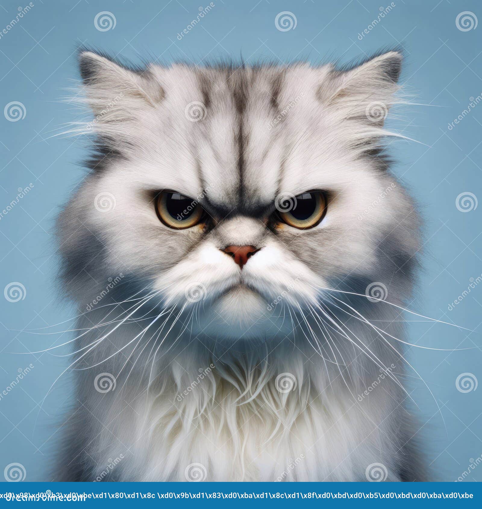 Portrait of an Angry Cat on Blue Background. Ai Generative Stock ...