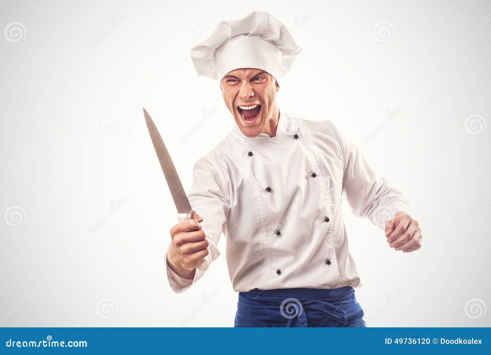 Chief Cook Holding Clean Sharp Knife On White Background Royalty-Free ...