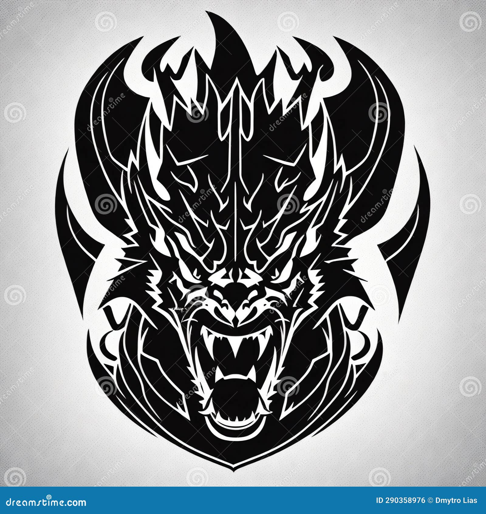 Portrait of an Angry Dragon, Vector Art. Stock Vector - Illustration of ...