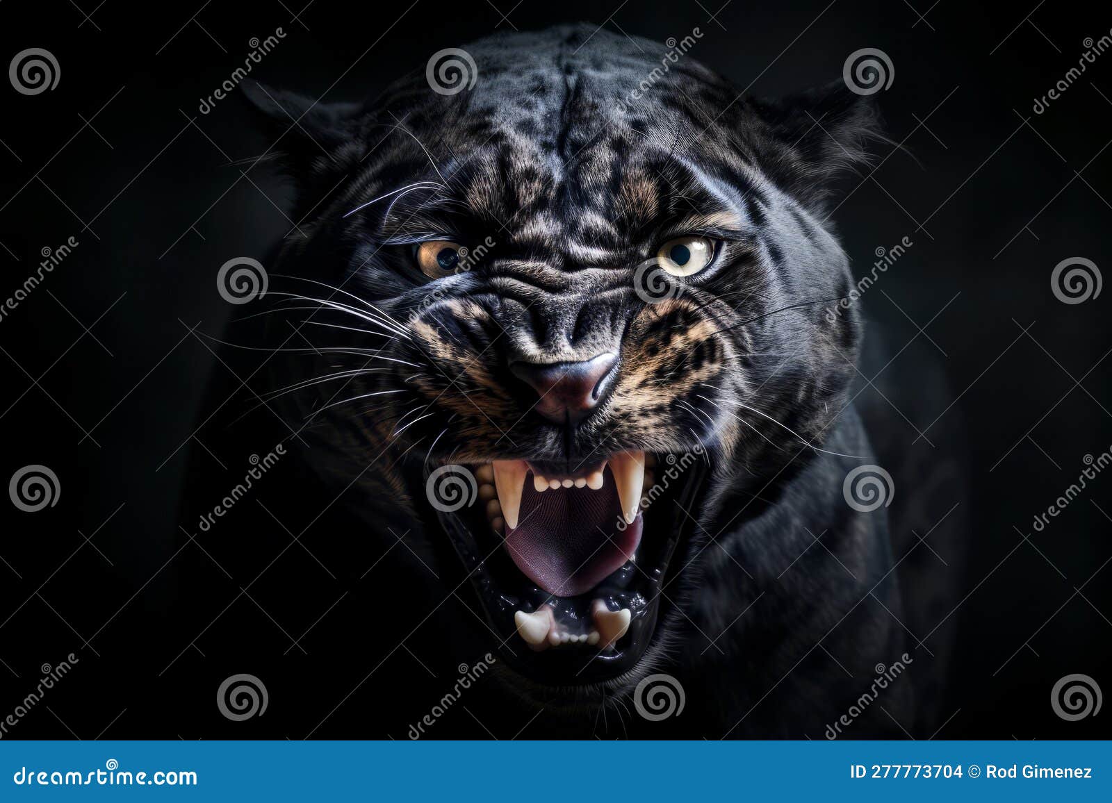 Portrait of an Angry and Ferocious Black Panther Stock Illustration ...
